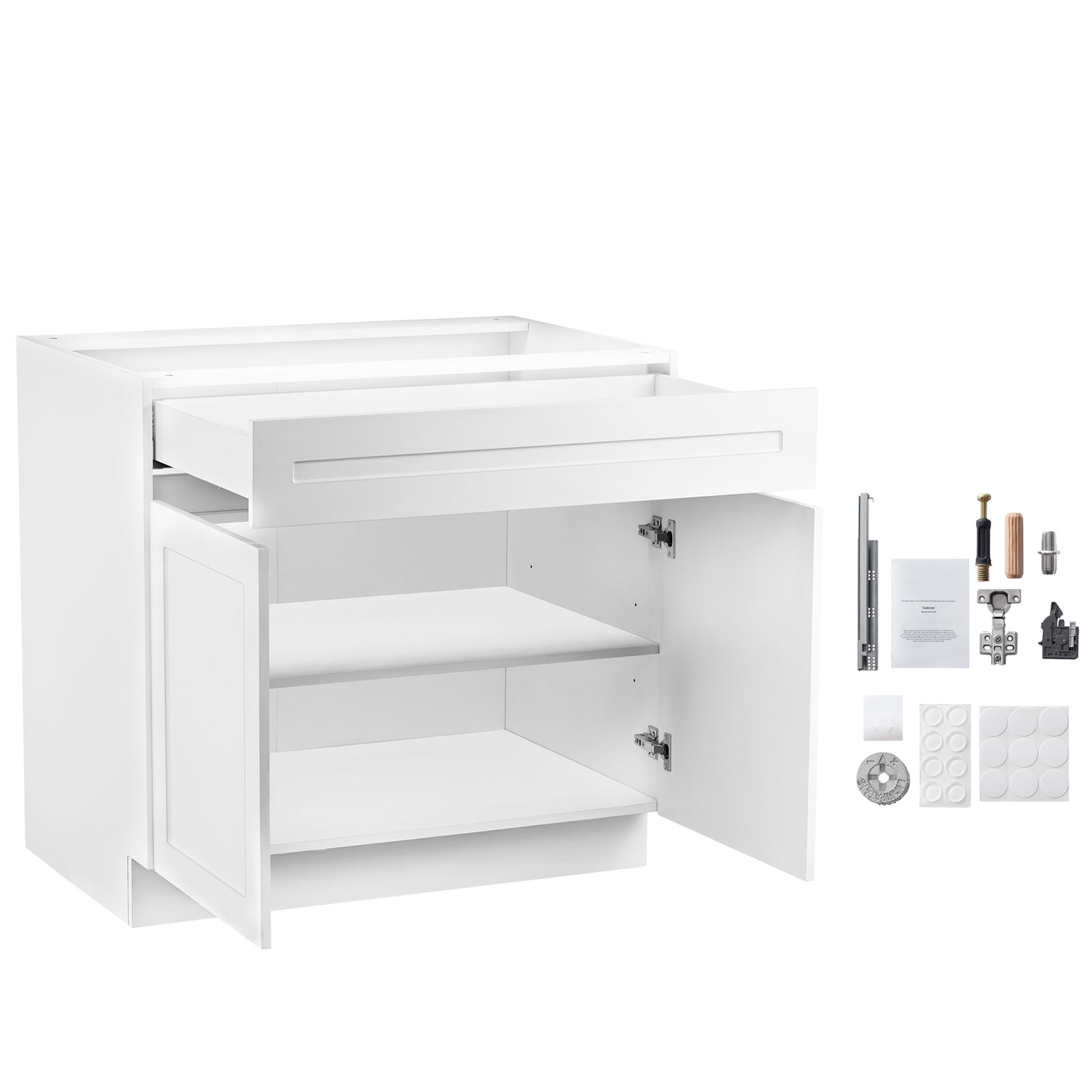 KFFKFF Unassembled Cabinet in White Shaker Style, 30-Inch Base Cabinet ...