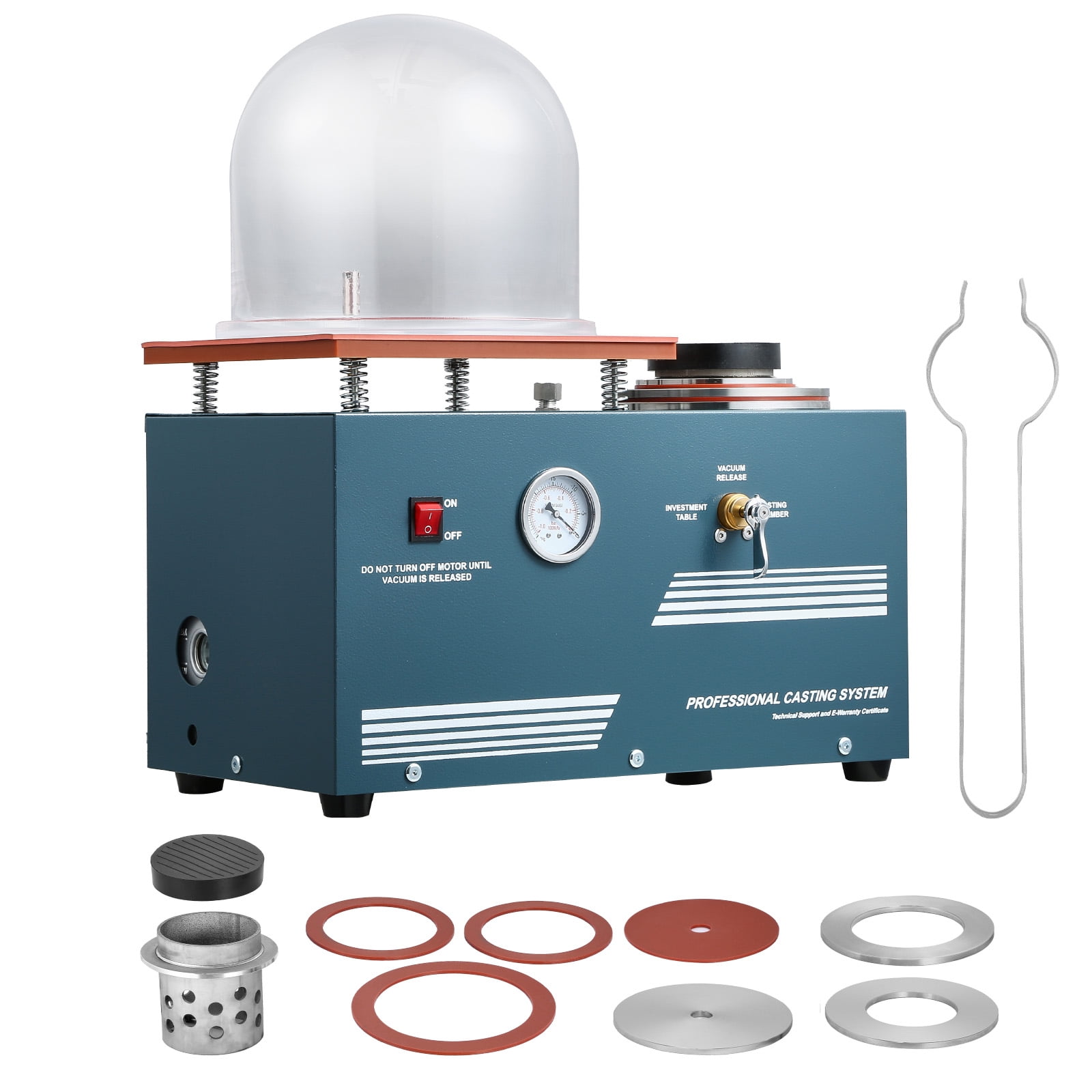 KFFKFF Vacuum Casting Machine with 290W Power, 3 CFM Pump, Bell Jar ...