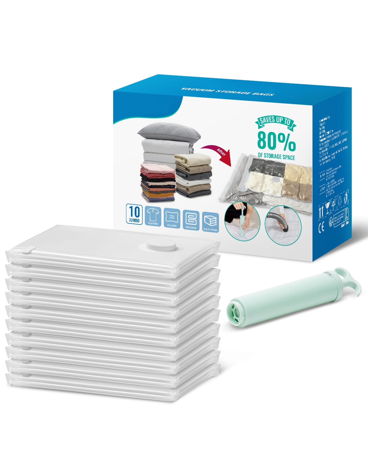 KFFKFF Vacuum Packing Bags, Set of 10 Large Vacuum Sealed Storage Bags ...