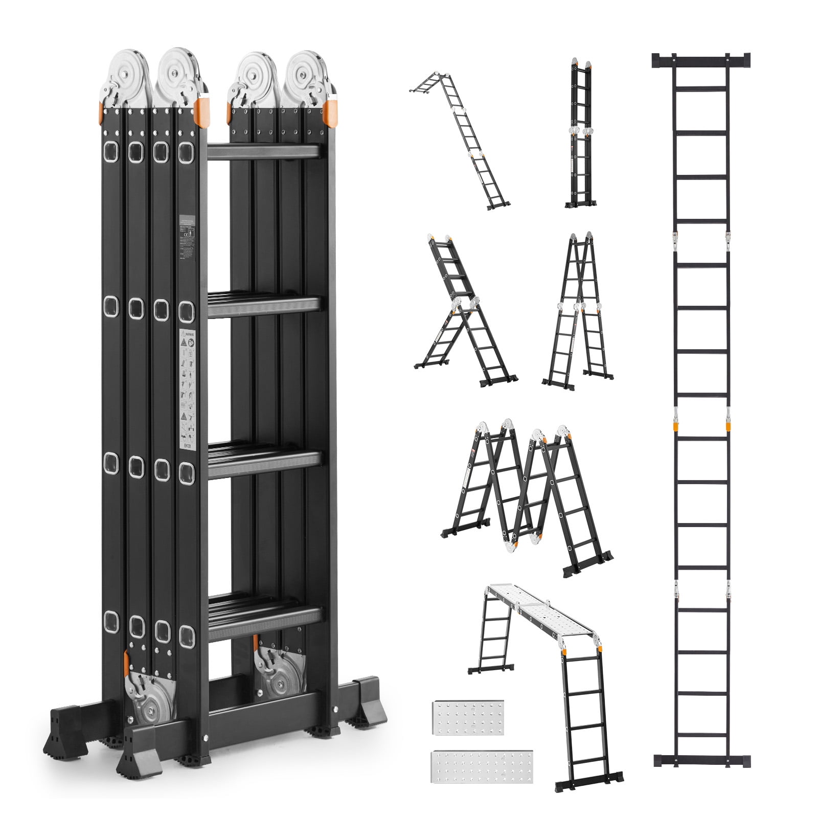 KFFKFF Versatile Collapsible Ladder, 7-Function High-Reaching Step ...