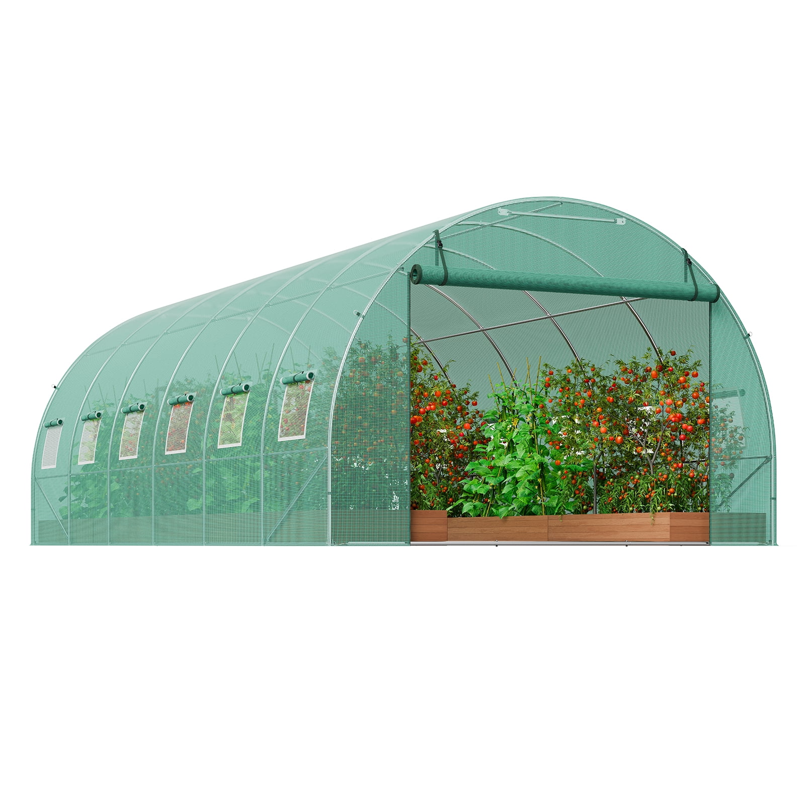 KFFKFF Walk-in Tunnel Greenhouse, 19.4x9.7x6.5 ft Hoop House with ...