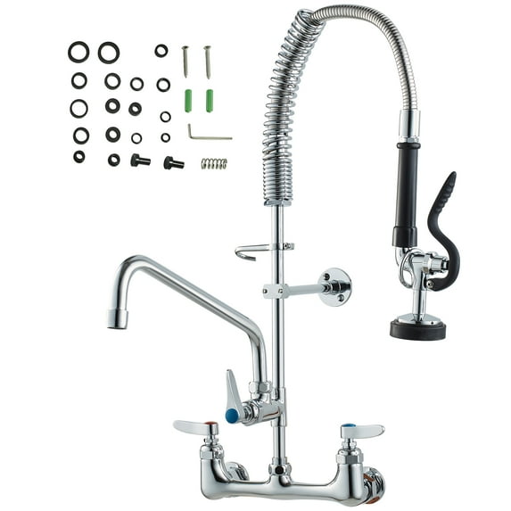 KFFKFF Wall-Mounted Kitchen Faucet, 25-Inch Height, 8-Inch Center ...
