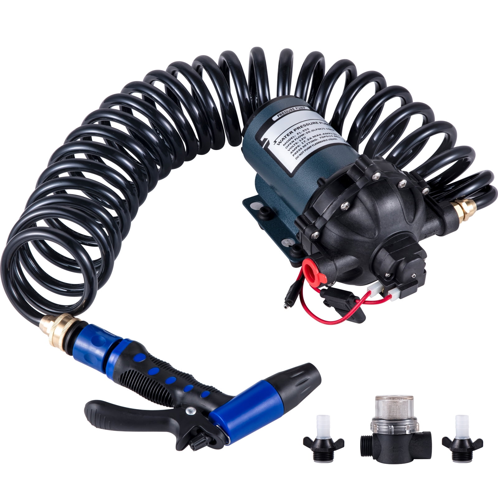 KFFKFF Water Pump, 12V DC, 5.5 GPM 70 PSI, Self-Priming Capability ...