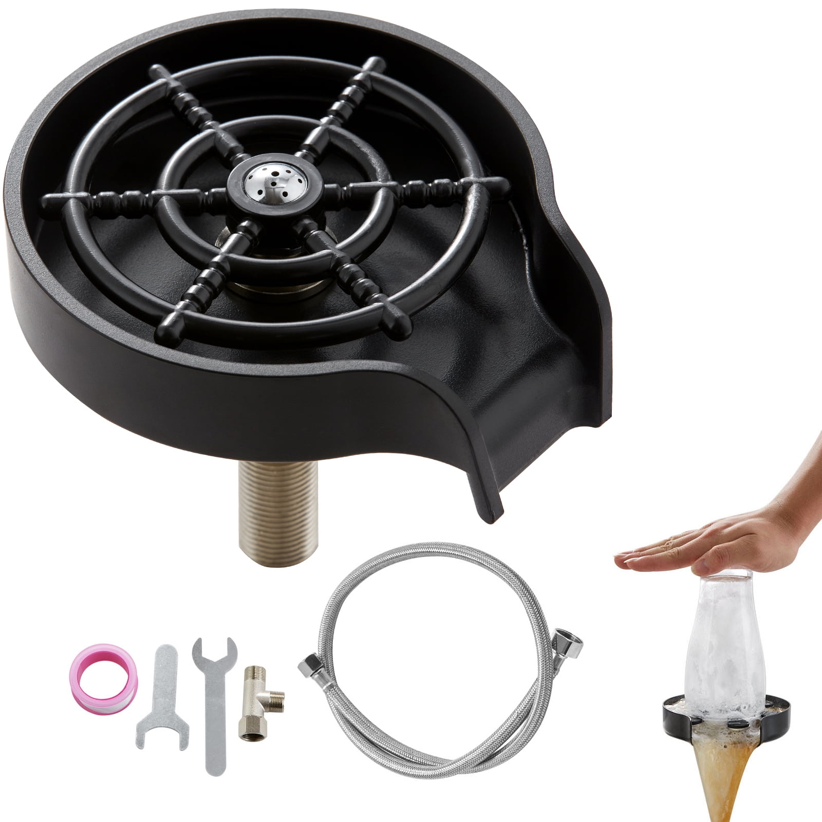KFFKFF Wearproof ABS Kitchen Sink Faucet Cup Washer & ABS Cup Holder ...