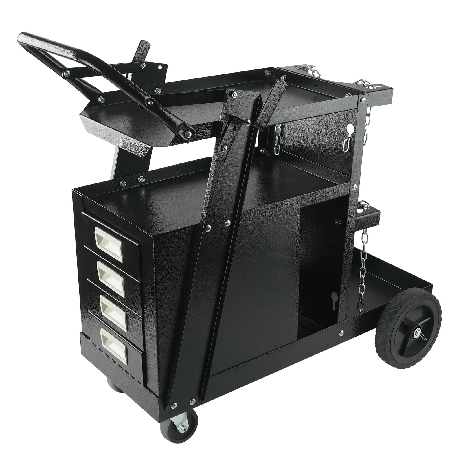 KFFKFF Welding Trolley, Dual-Level 4-Compartment Welder Trolley with a ...
