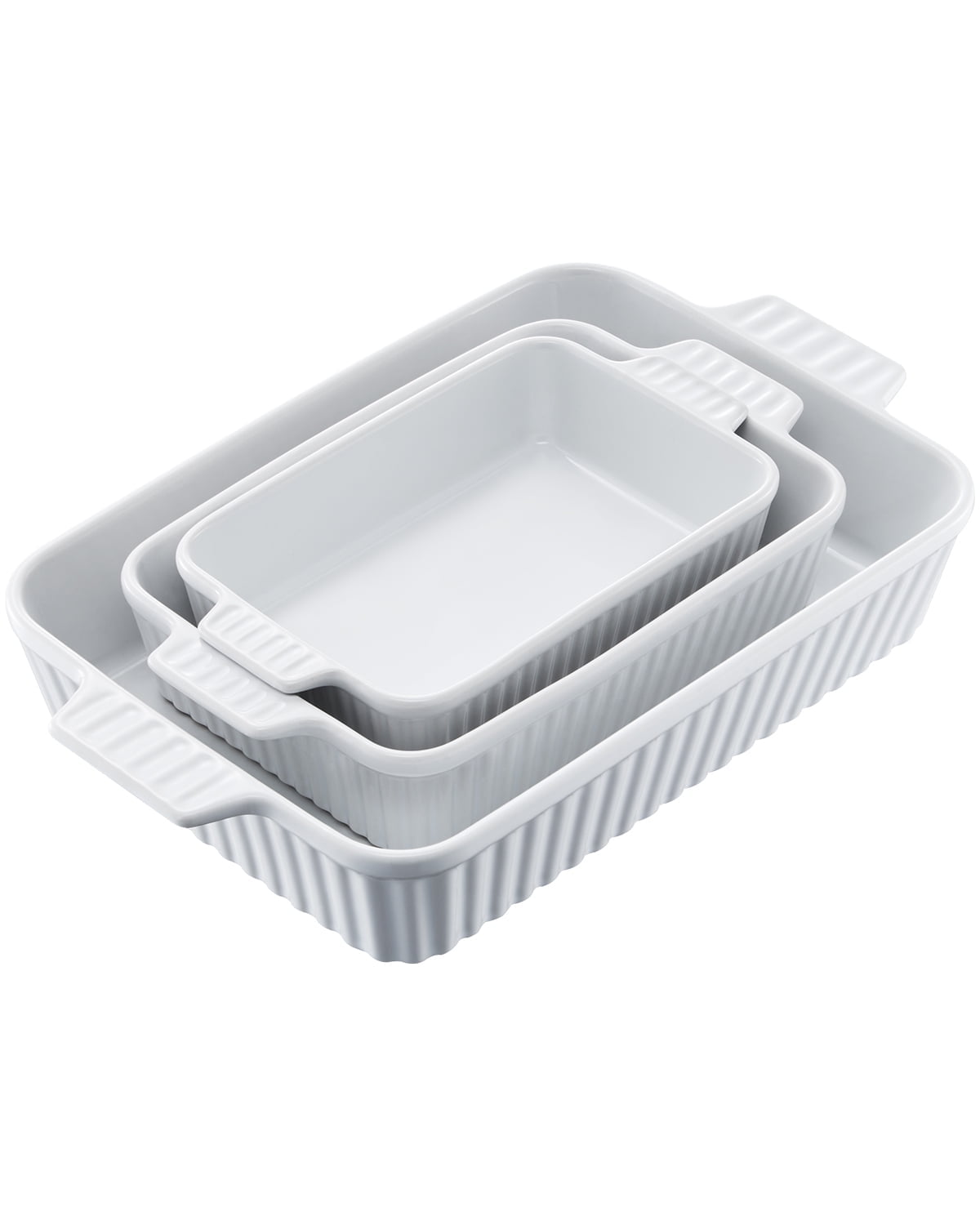 KFFKFF White Ceramic Cookware Set 9" x 13" Rectangular Oven-Safe Baking ...