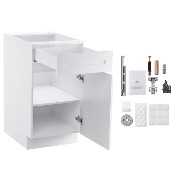 KFFKFF White Shaker Cabinet Base with Drawer, 18-Inch Disassembled ...