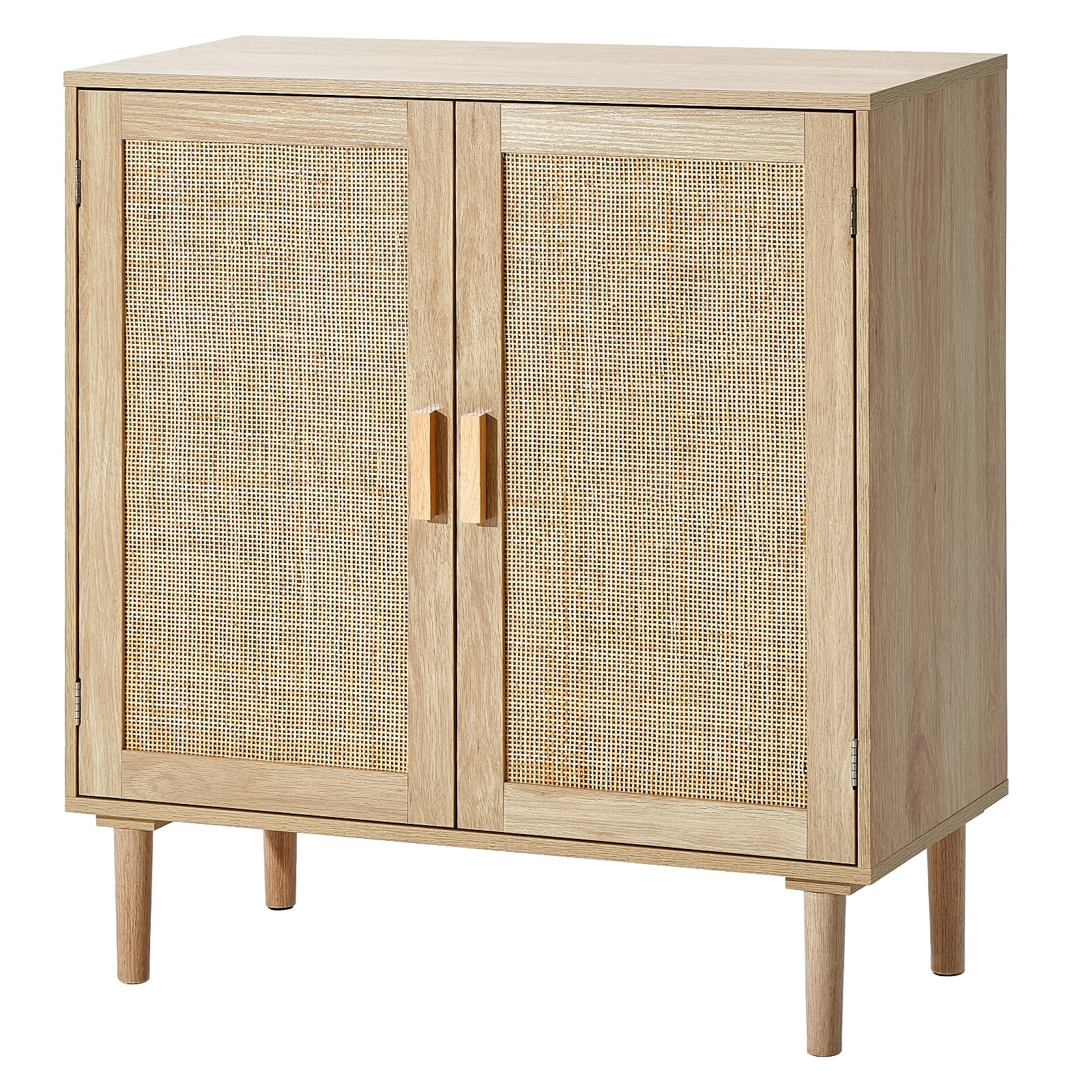 KFFKFF Wicker Cabinet, Wicker Storage Unit with 2 Magnetized Doors and ...
