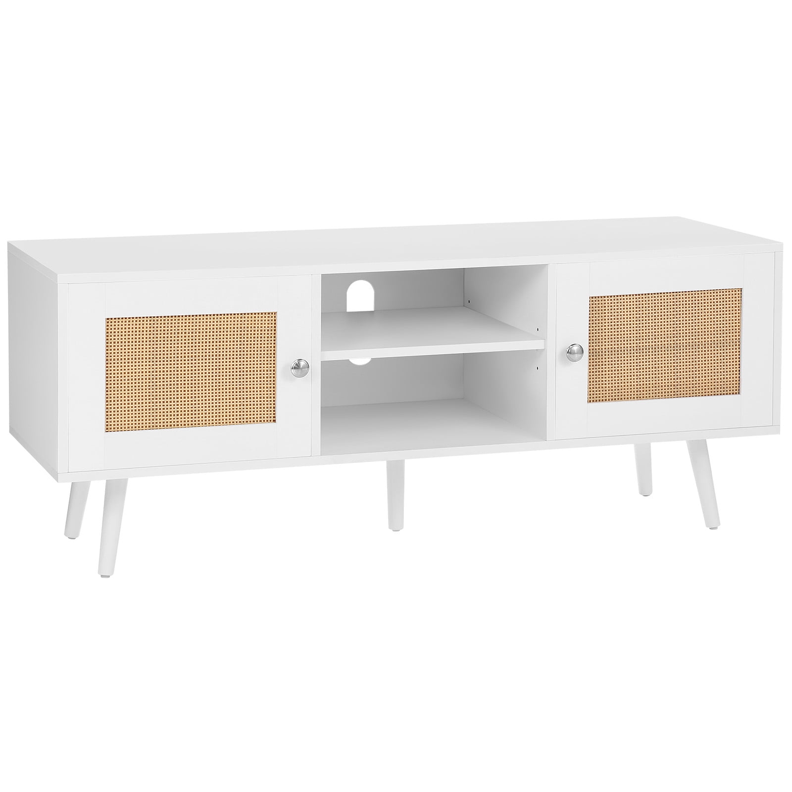 KFFKFF Wicker Television Stand, Bohemian Style TV Holder for 55 inch ...