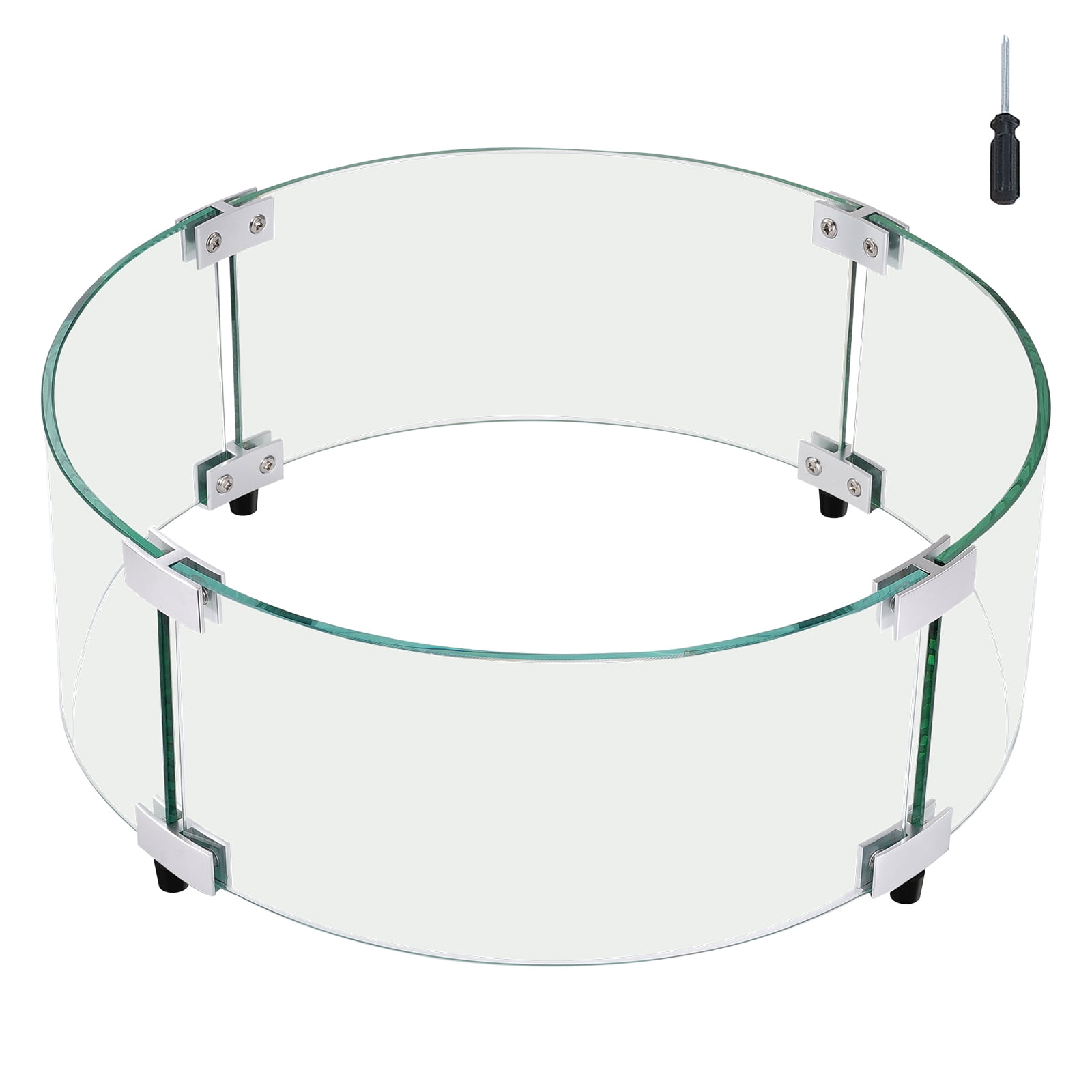 KFFKFF Wind Barrier for Fire Pit, 29 x 8 inch Circular Glass Fire ...