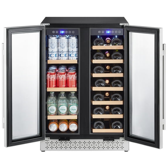 KFFKFF Wine and Drink Cooler, 24 inch Double Area Beverage Fridge ...