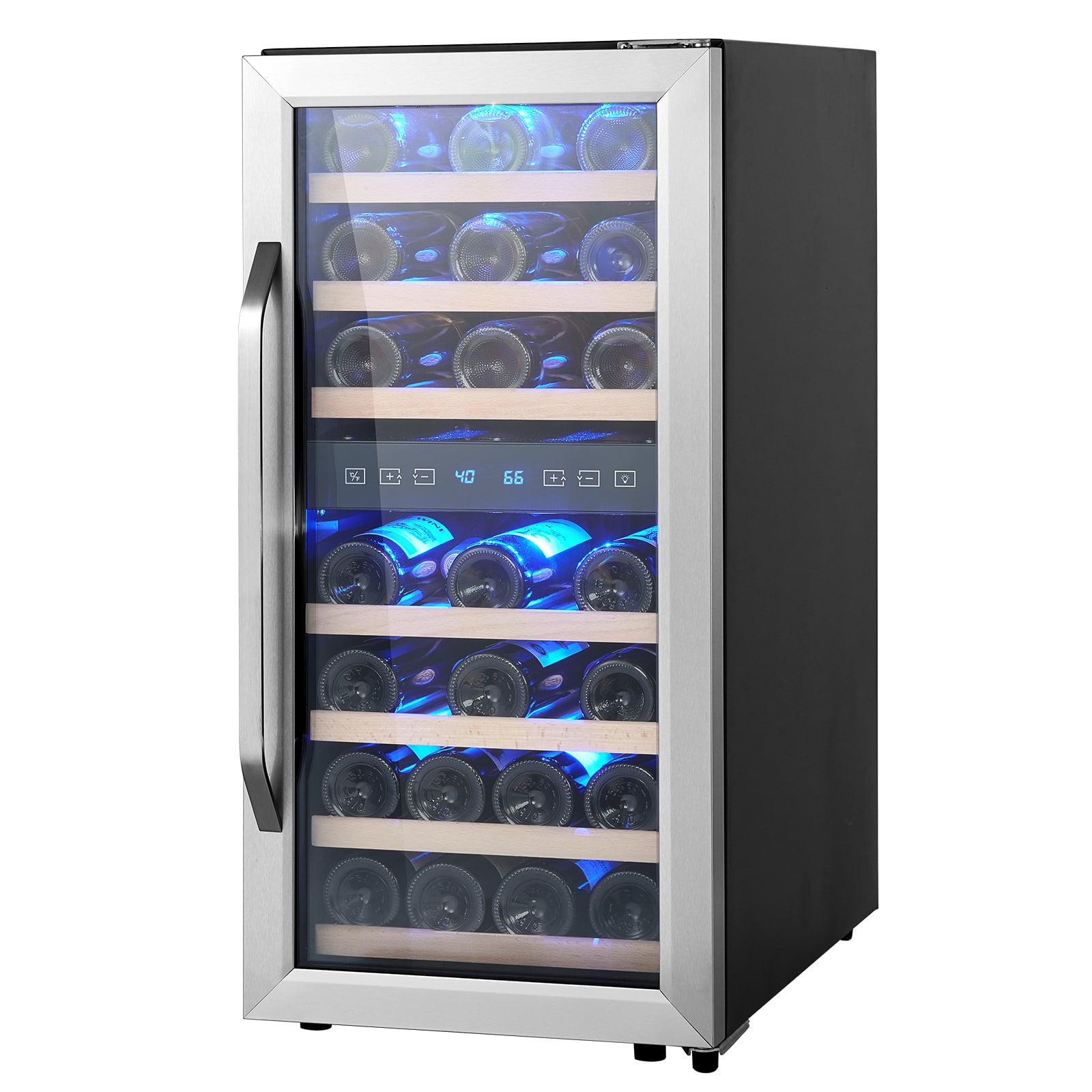 KFFKFF Wine Refrigerator Cooler 33Bottle Small Wine Fridge Dual Zone ...