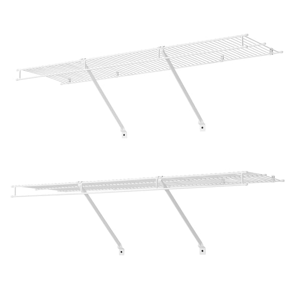 KFFKFF Wire Shelf Kit, 4 ft, Set of 2, Wall-Mounted Storage Shelves ...