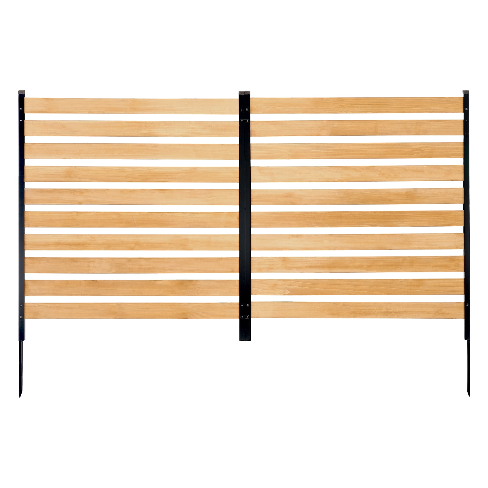 KFFKFF Wood Privacy Fence, 38" W x 42" L, 2-Panel Slatted Screen for ...