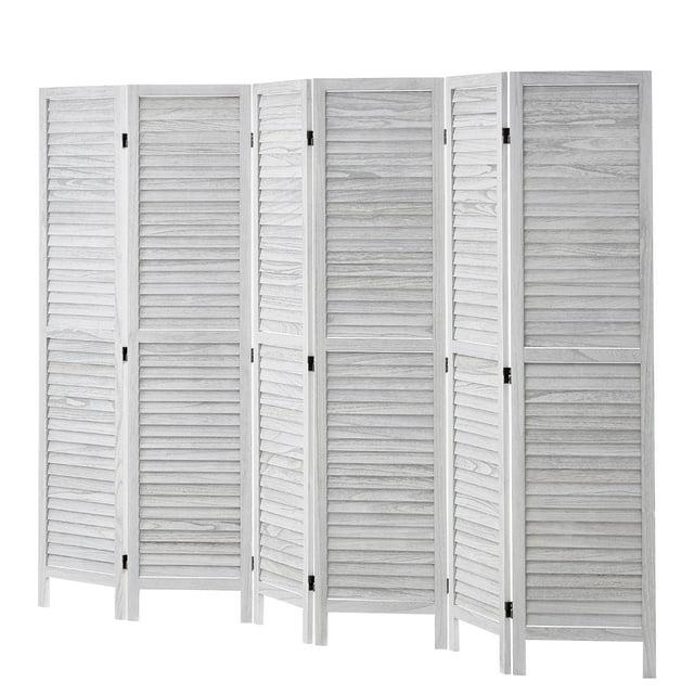 KFFKFF Wooden Partition Divider, 6-Panel Folding Privacy Barrier, 66.9 ...
