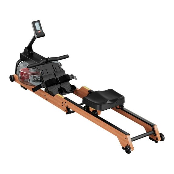 KFFKFF Wooden Water Rowing Machine, 6-Level Adjustable Resistance ...