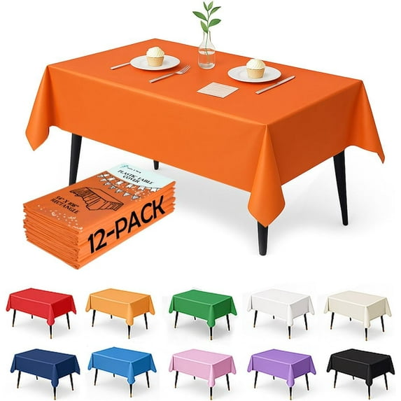 KFHARS-12-Pack Orange Plastic Tablecloths \u2013 54 x 108 Inch ...