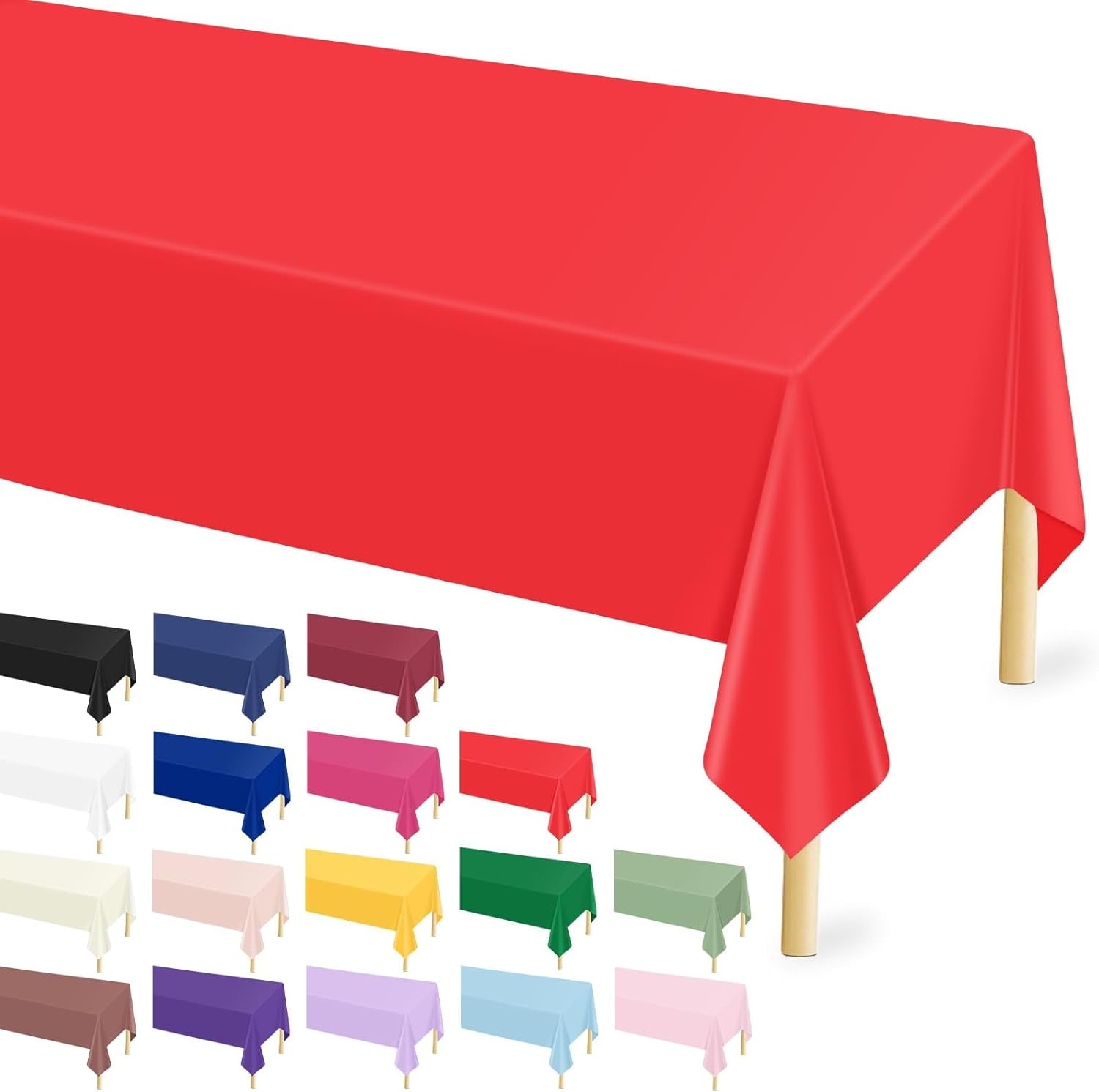 KFHARS-12 Pcs Red Plastic Tablecloth for Rectangle Table, 54 × 108 ...