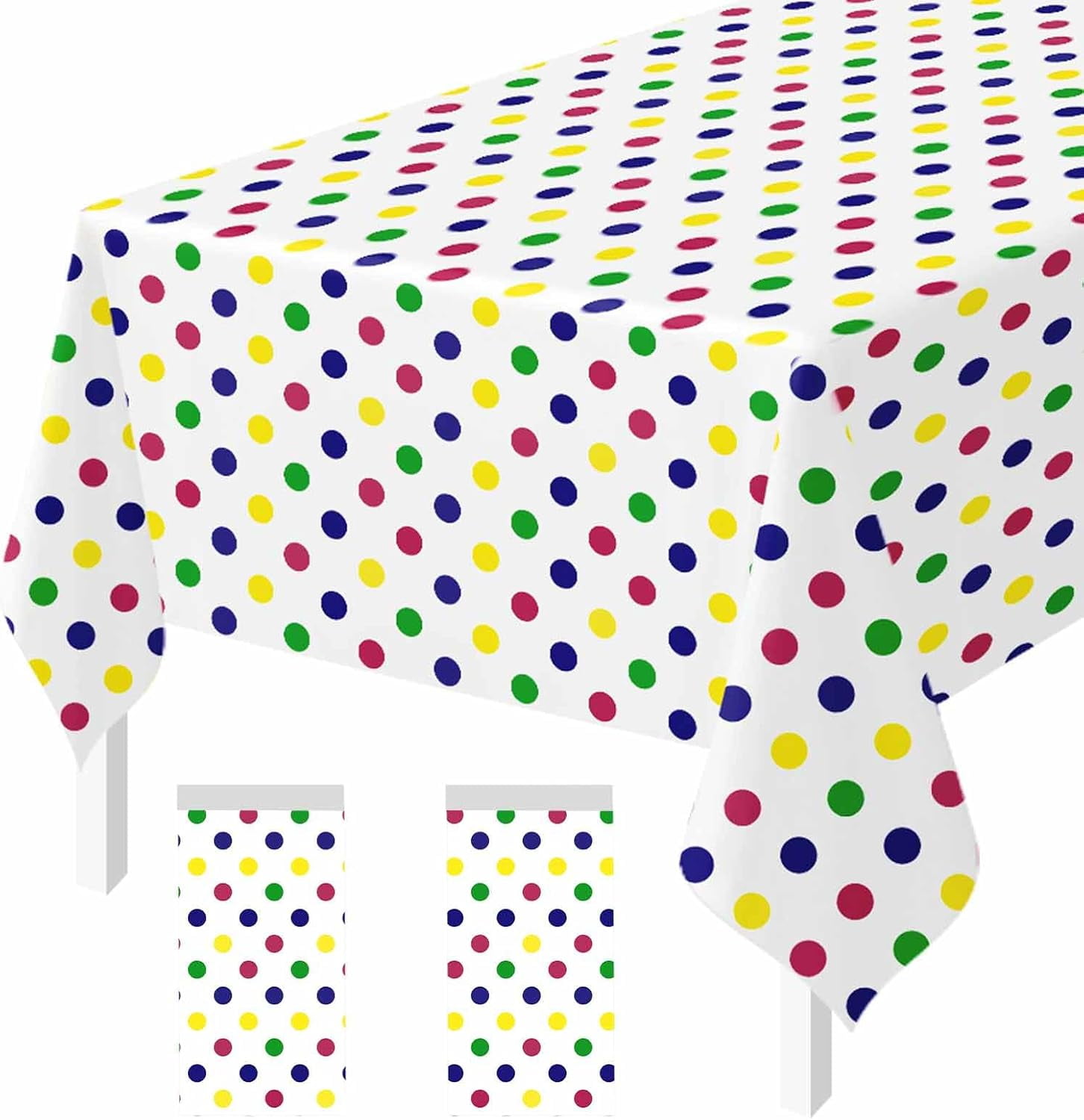KFHARS-2 Pack Rainbow Polka Dot Tablecloth Disposable 54 × 108 Inch ...