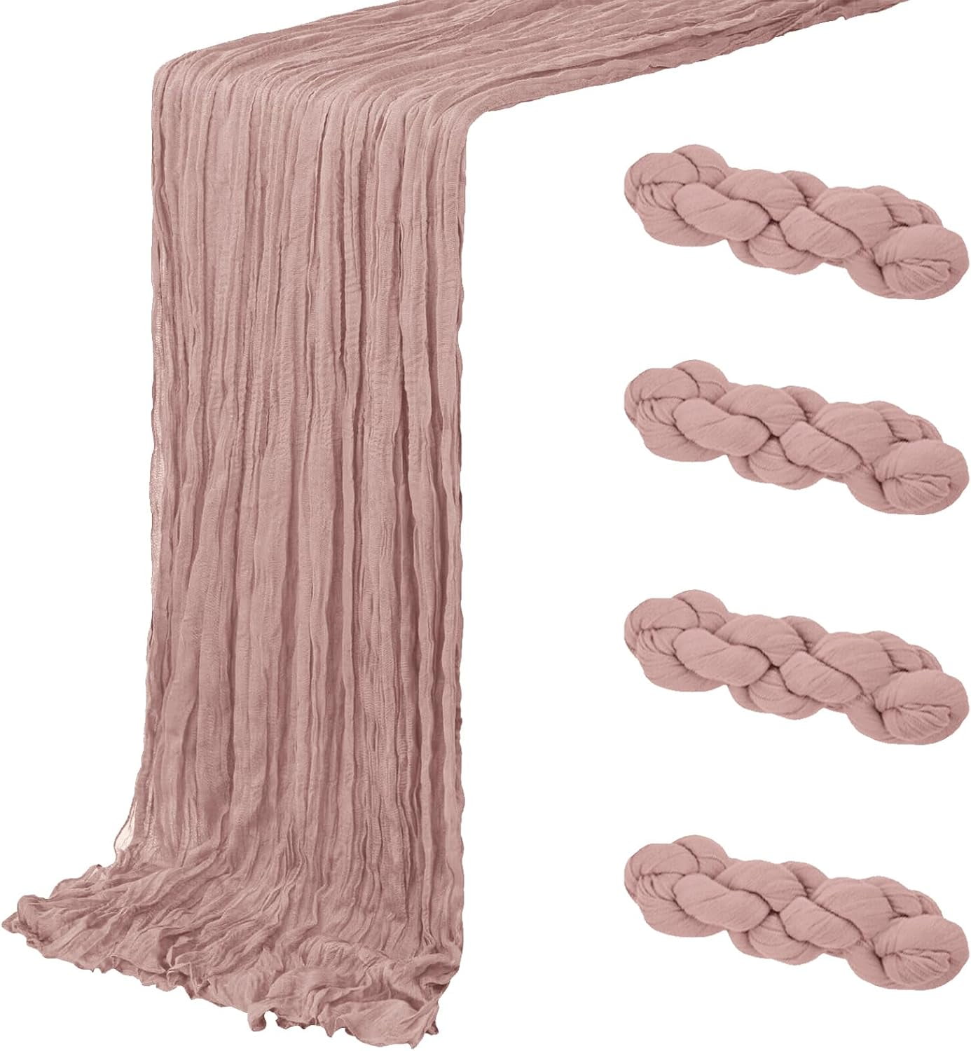 KFHARS-4 Pack Dusty Pink Cheesecloth Table Runner 20 x 120 inch Gauze ...