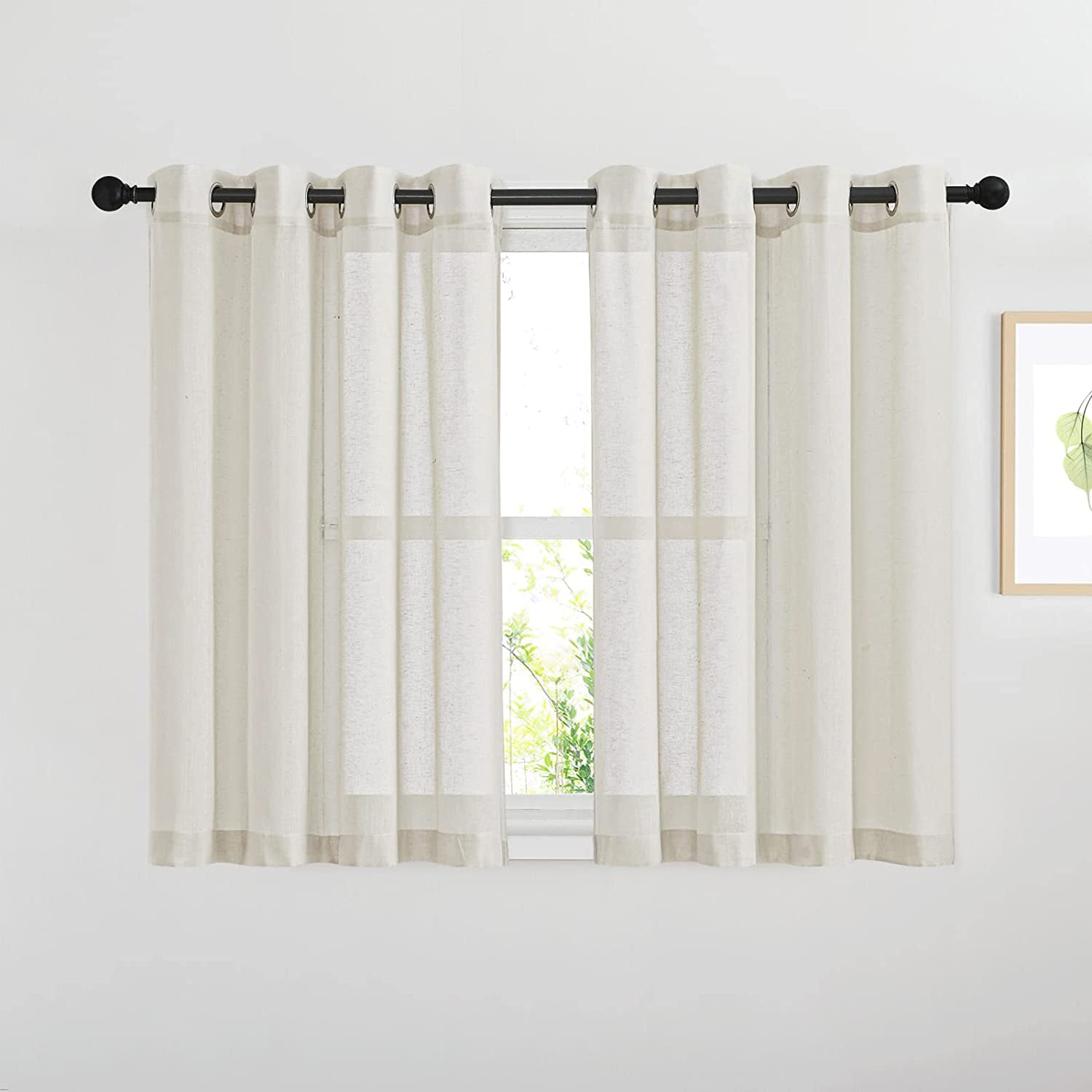 KFHARS-48 inch Curtains 2 Panels Set for Kitchen, Grommet Semi Sheer ...