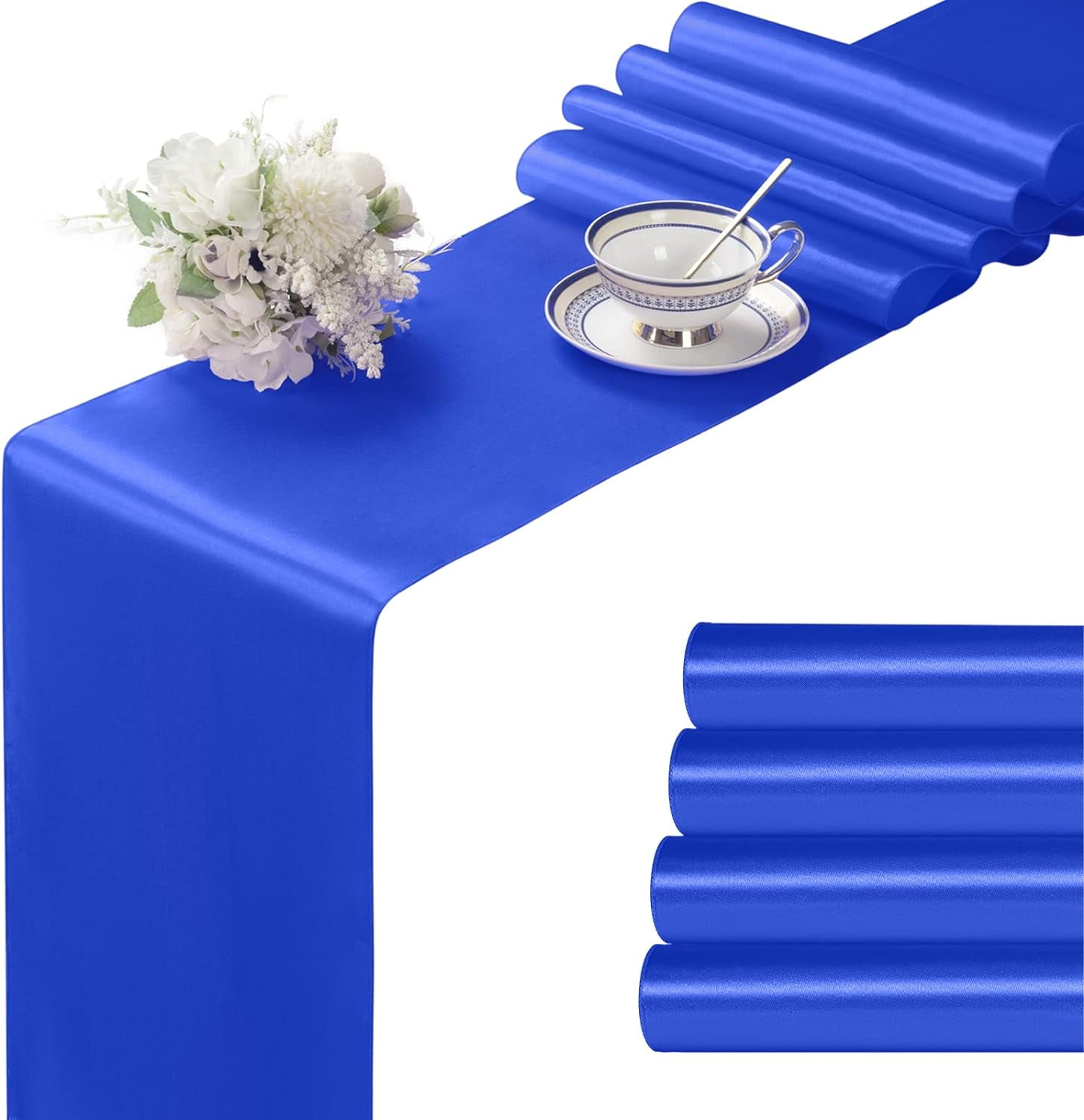 KFHARS-4Pcs Satin Royal Blue Table Runner - 12 x 108 Inch Long Size ...