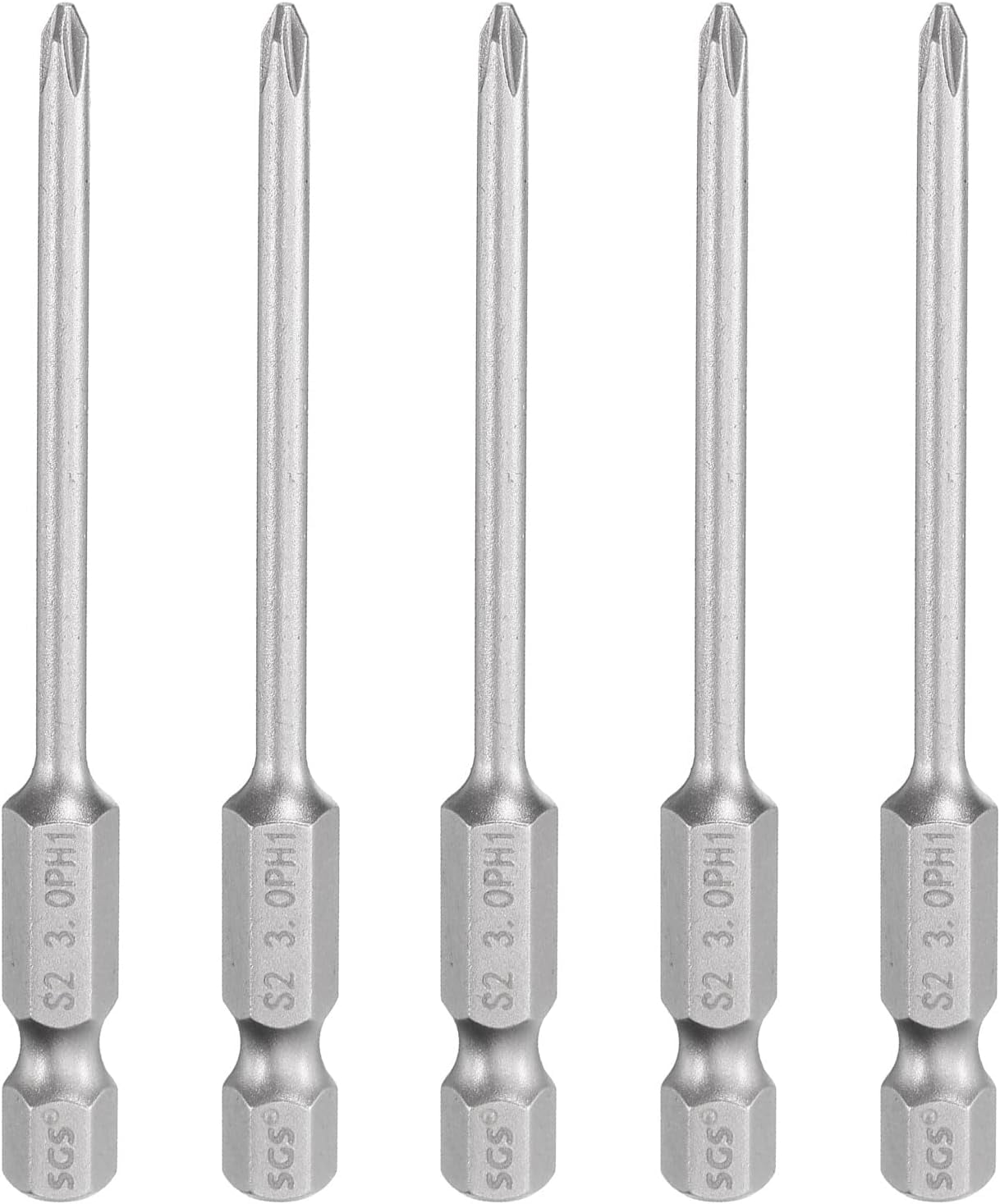 KFHARS-5pcs #1 Phillips Screwdriver Bit PH1 1/4" Hex Shank 3" (75mm ...