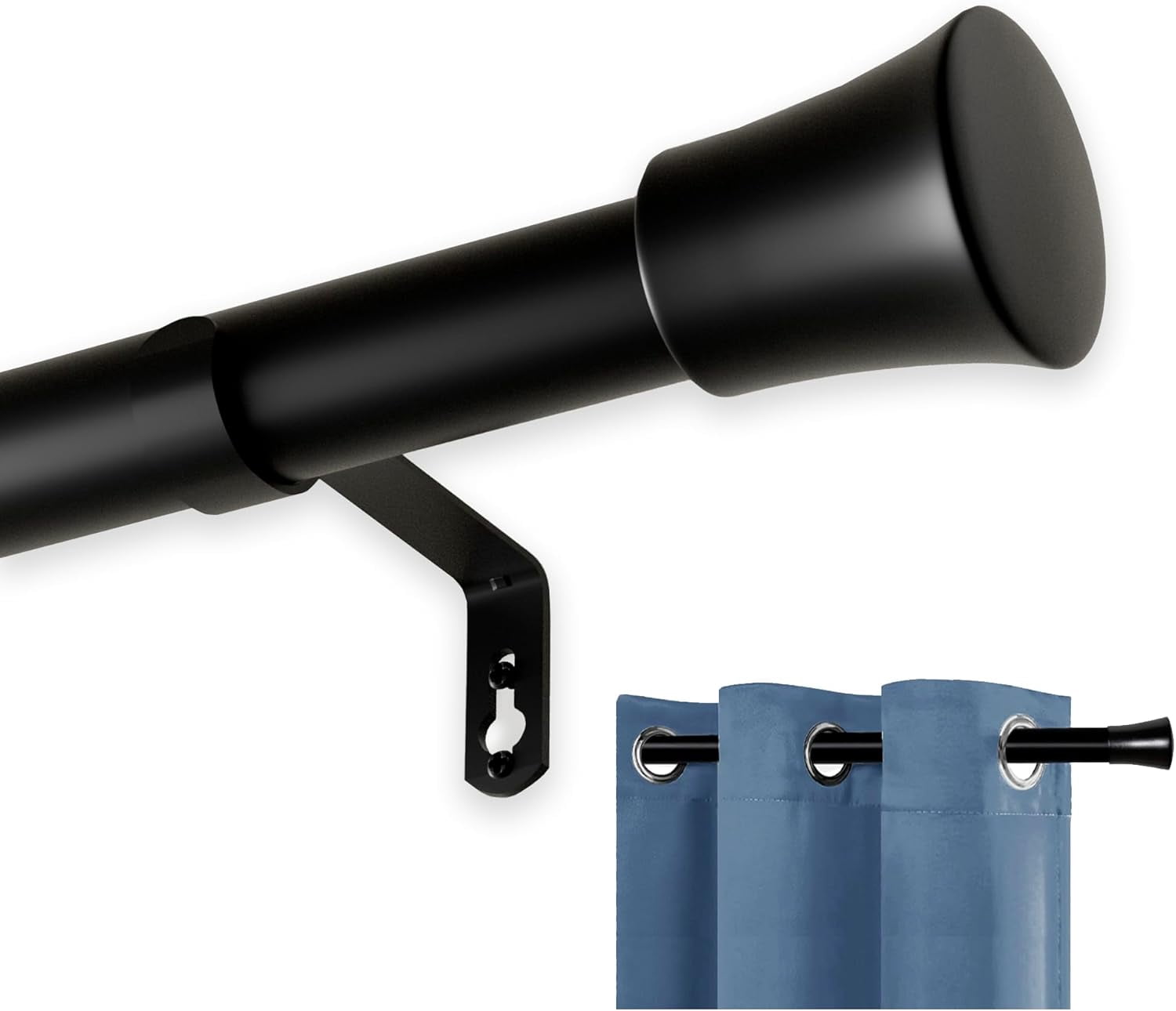 KFHARS-Adjustable Curtain Rod for Windows 66 to 120 inch, 1 Inch Single ...