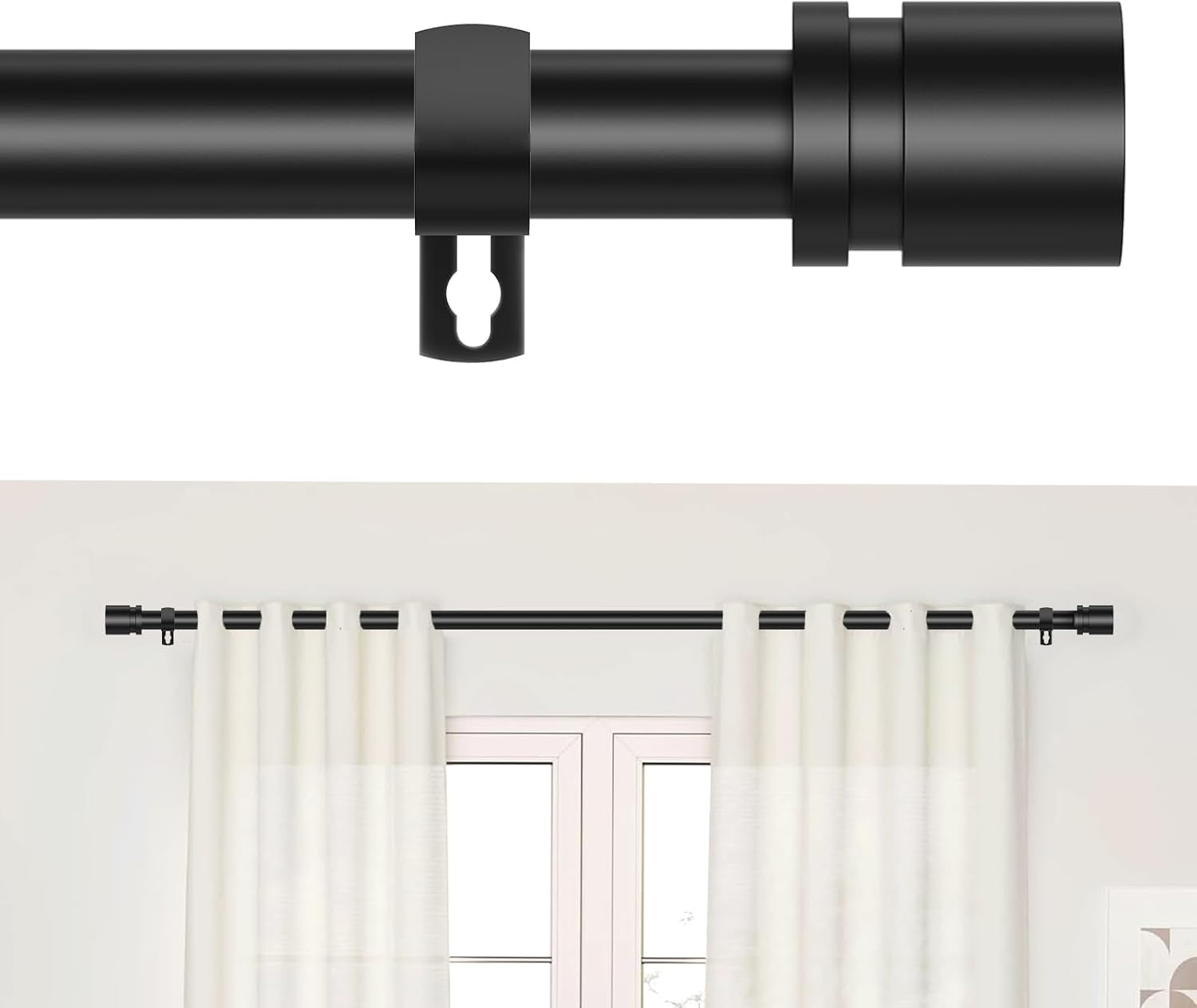 KFHARS-Black Curtain Rods for Windows 30 to 60 Inches, 5/8 Inch ...