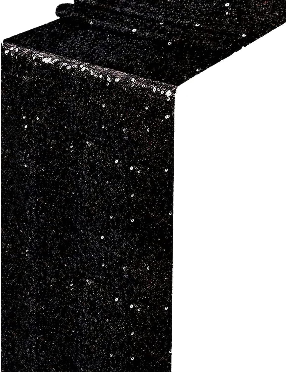 KFHARS-Black Sequin Table Runner 1Pack 12 x 108 inch Long Table Runners ...