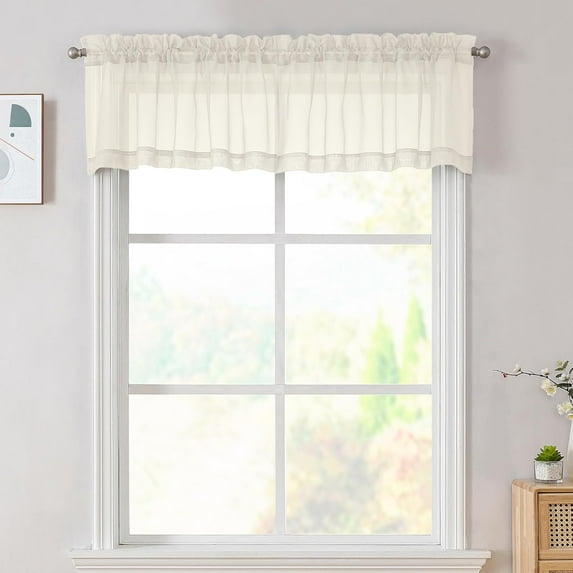 KFHARS-Cream Sheer Valances for Windows 14 Inch Length 2 Pcs, Light ...