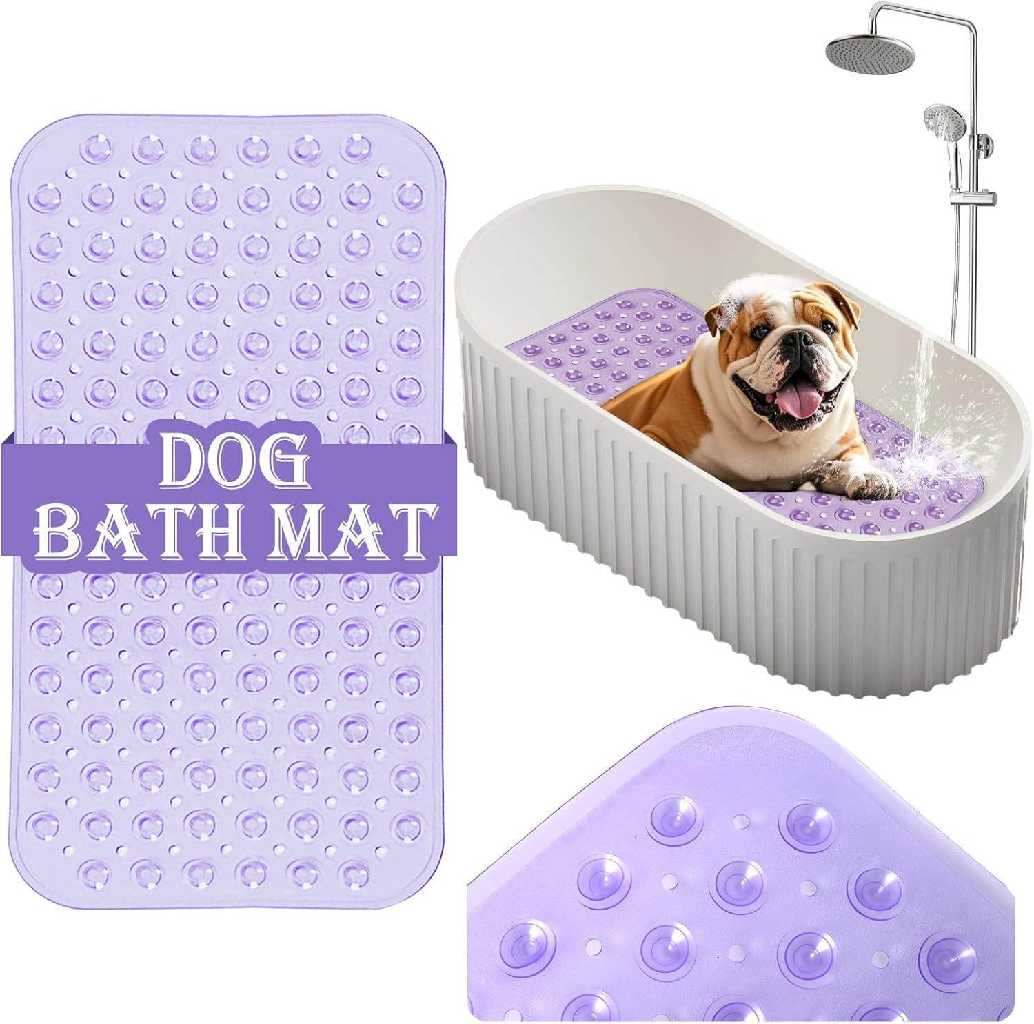 KFHARS-Dog Bath Mat for Tub, 15" x 27.6" Non Slip Pet Bathtub Mat, Easy ...