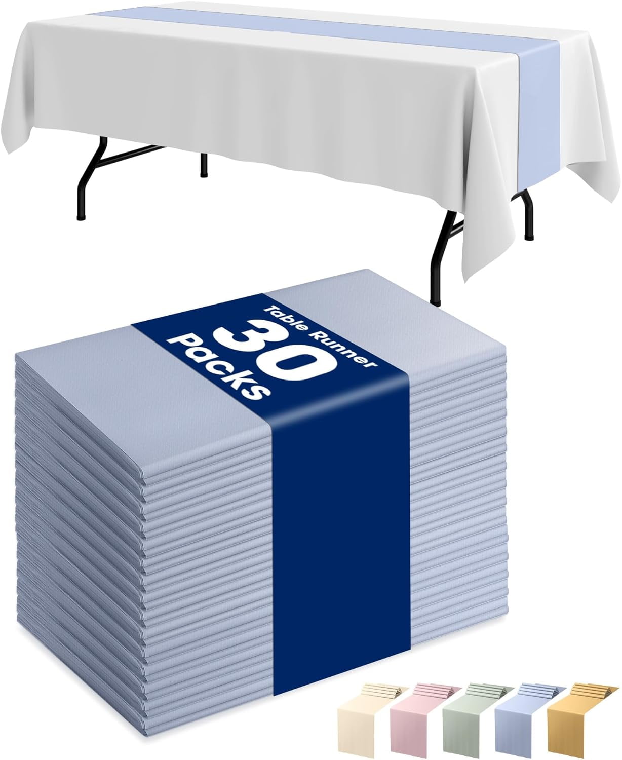 KFHARS-Dusty Blue Plastic Table Runners - 30 Pack, 14'' x 108'', Water ...