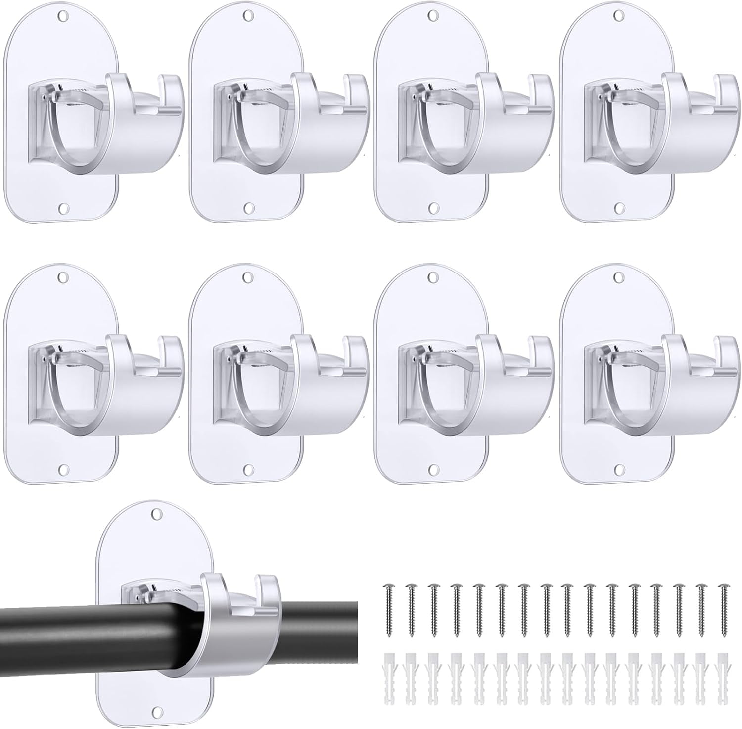 KFHARS-No Drill Curtain Rod Holder Hangers - Self Adhesive Hook ...