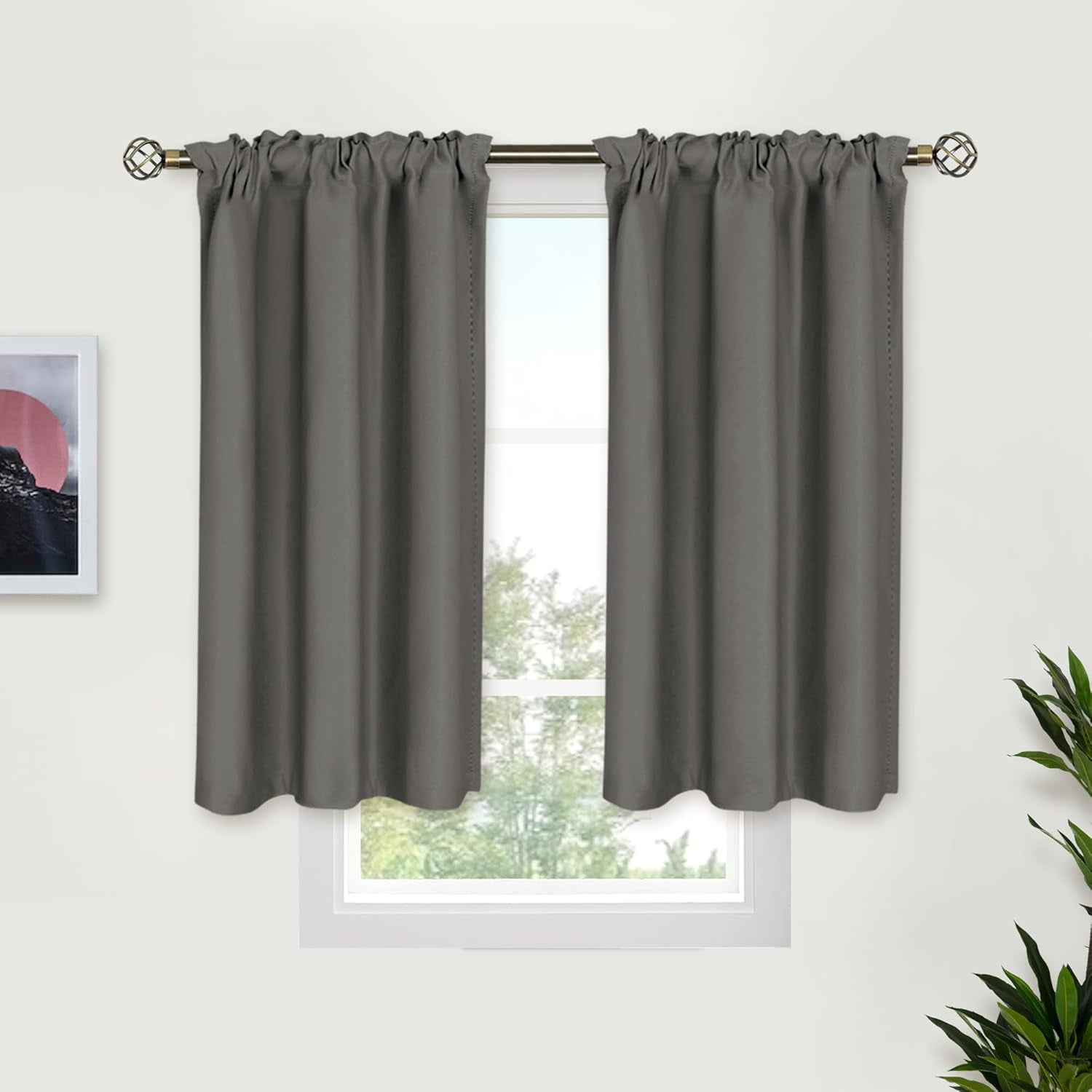 KFHARS-Short Blackout Curtains 45 Inches Length for Bedroom - Rod ...
