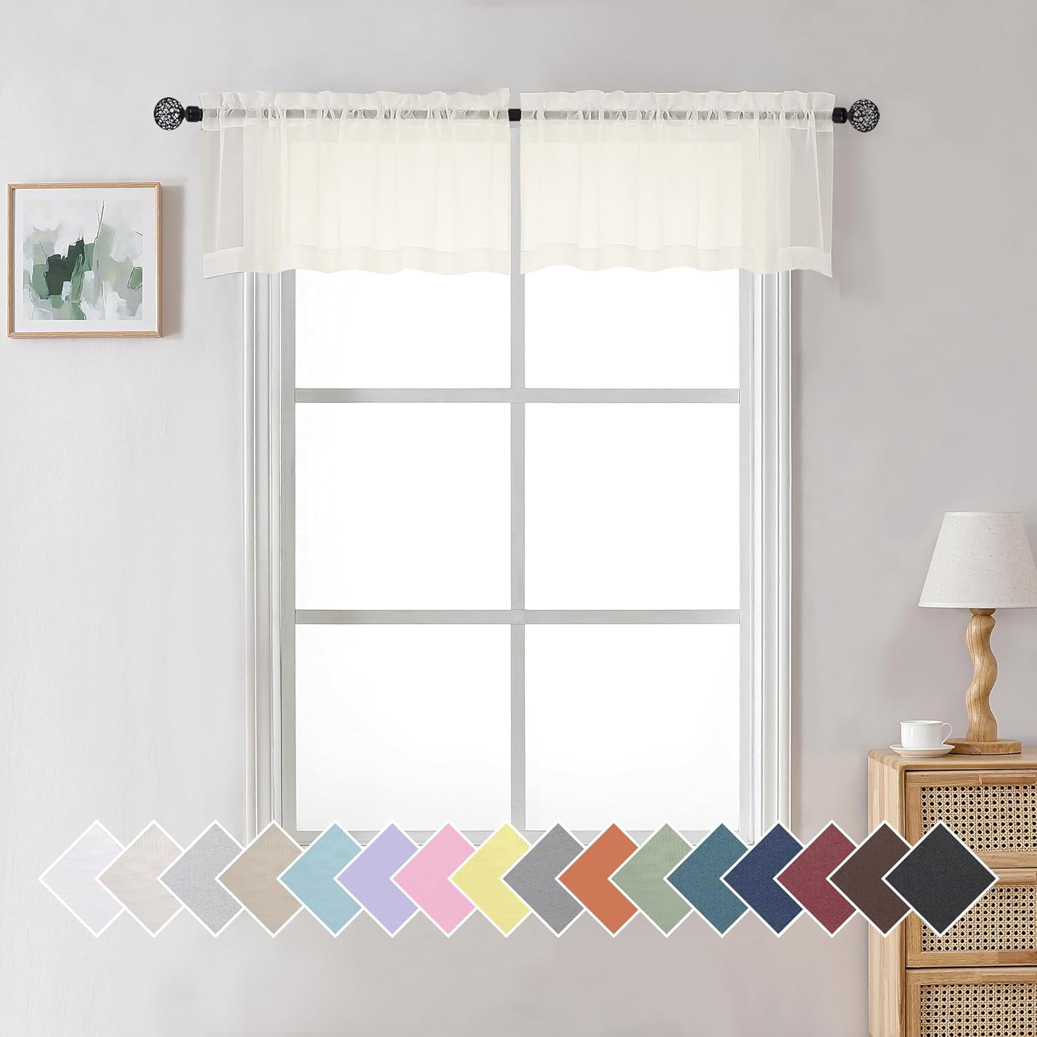 KFHDRS-Aiyufneg Ivory Window Valances Sheer Curtains, Modern Top Dual ...