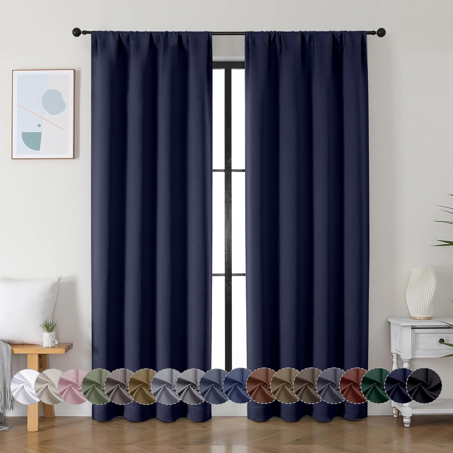 KFHDRS-Ava Navy Blue Blackout Curtains for Bedroom - 72 Inch Length x ...