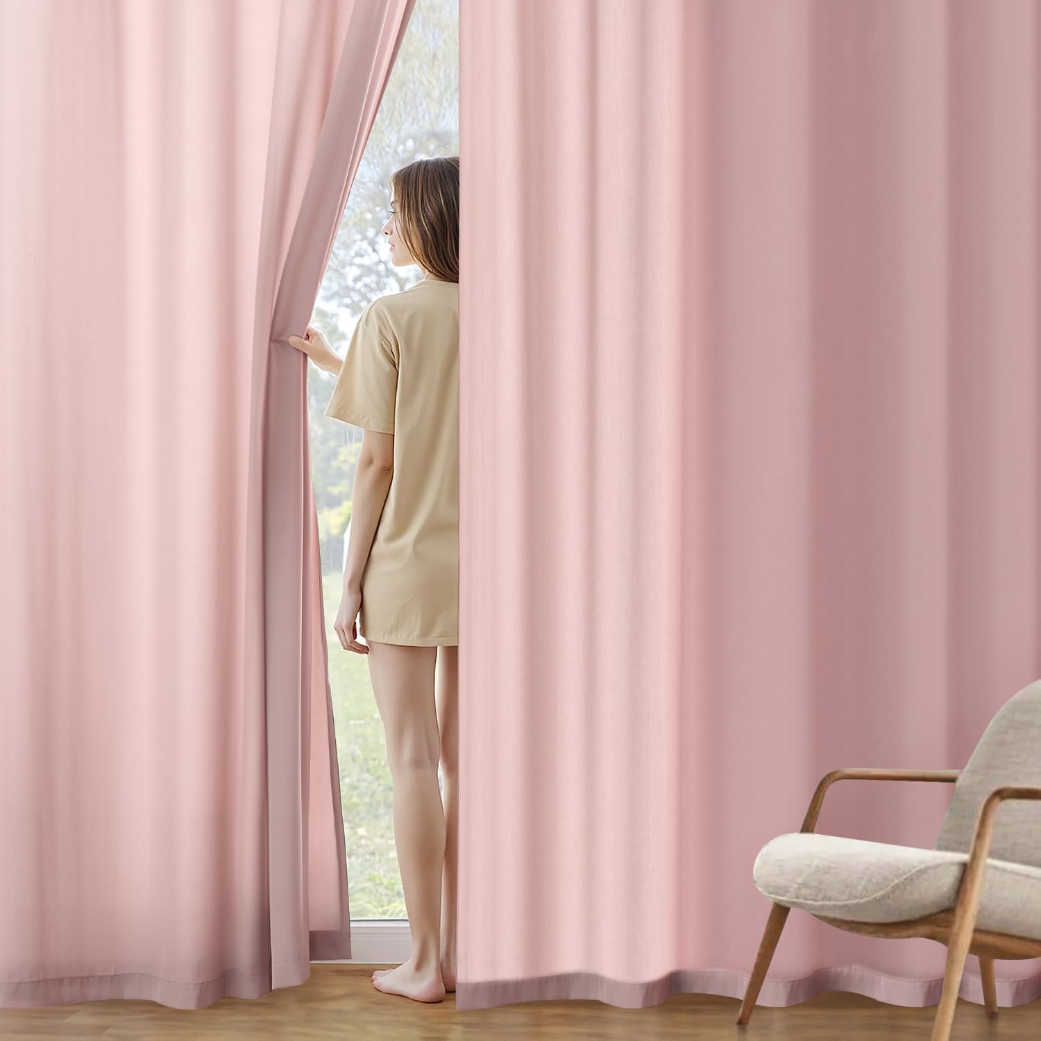 KFHDRS-Baby Pink Privacy Sheer Curtains That Let Light in 84 Inches ...