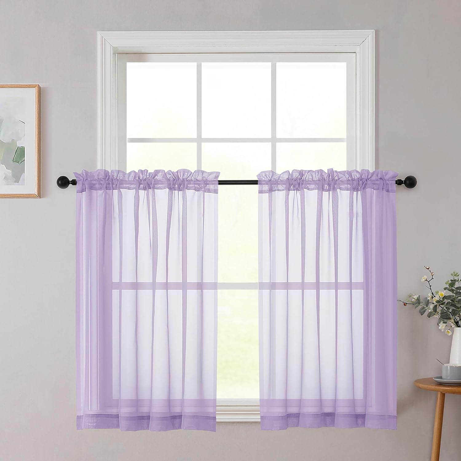 KFHDRS-Cafe Curtains 36 Inch Length Tier 2 Pieces, Modern Soft Airy ...