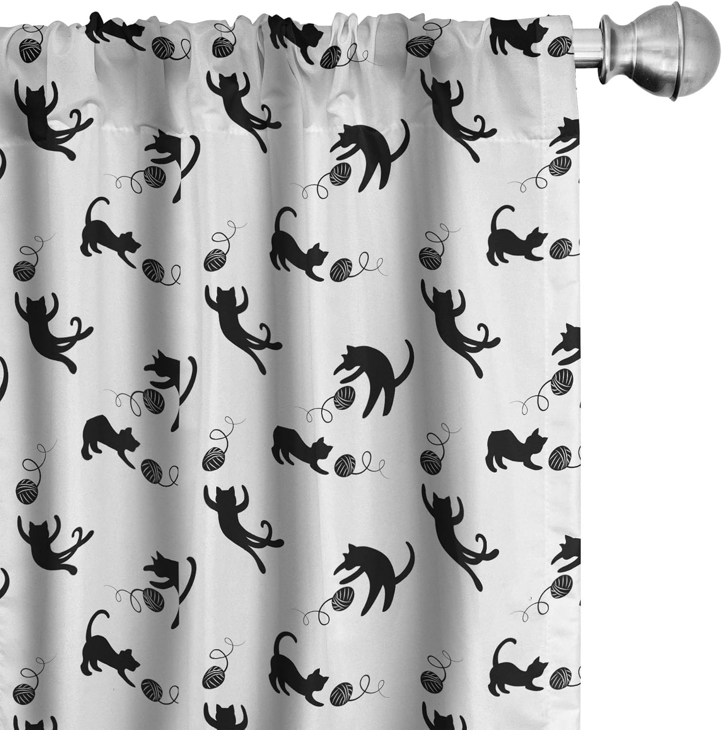 KFHDRS-Cat Curtains, Domestic Animals Chasing After Yarn Balls Jumping ...