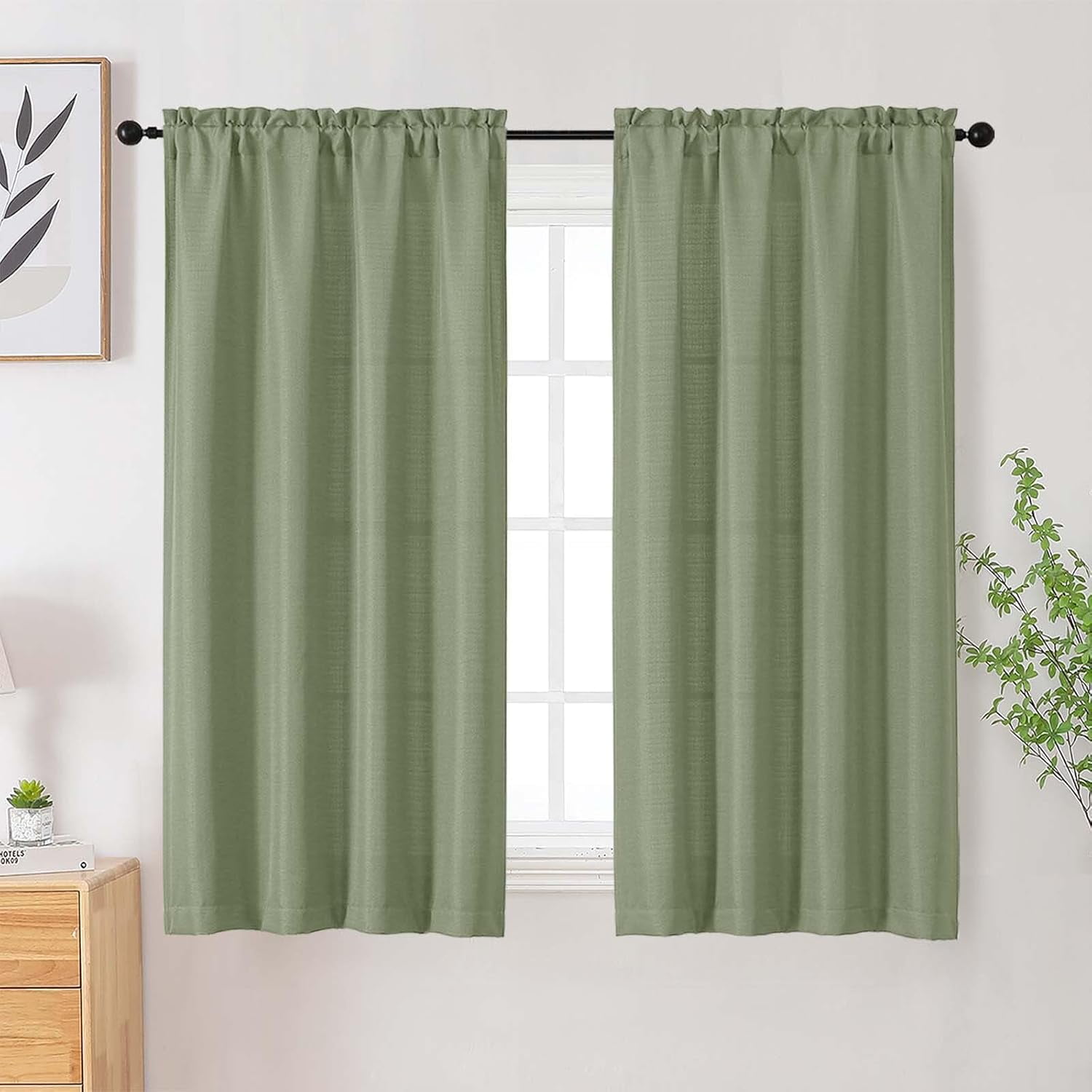 KFHDRS-Light Green Curtains for Bedroom Living Room 54 Inch Length 2 ...