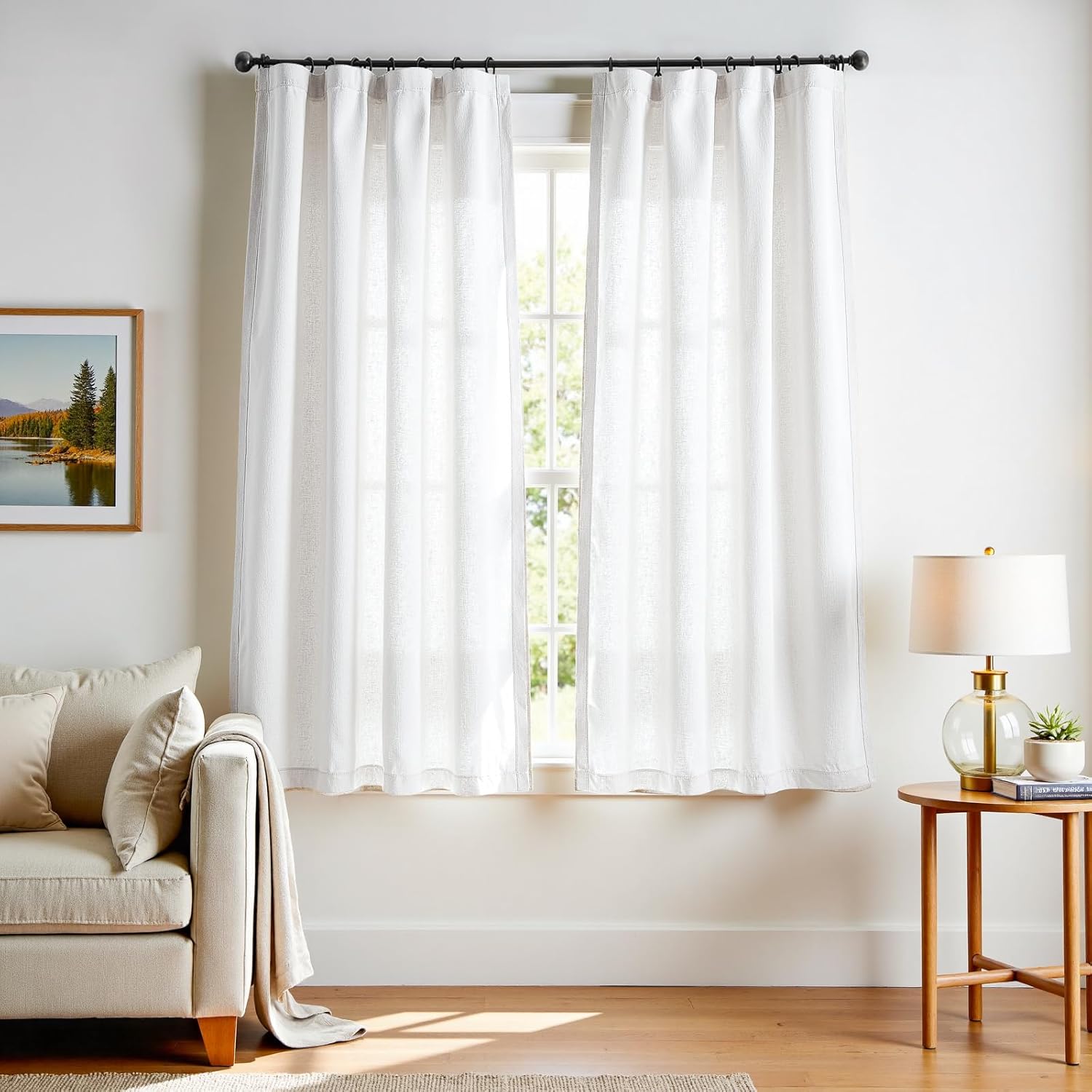 KFHDRS-Linen Blend Curtains 72 inch Length 2 Panels for Bedroom Living ...