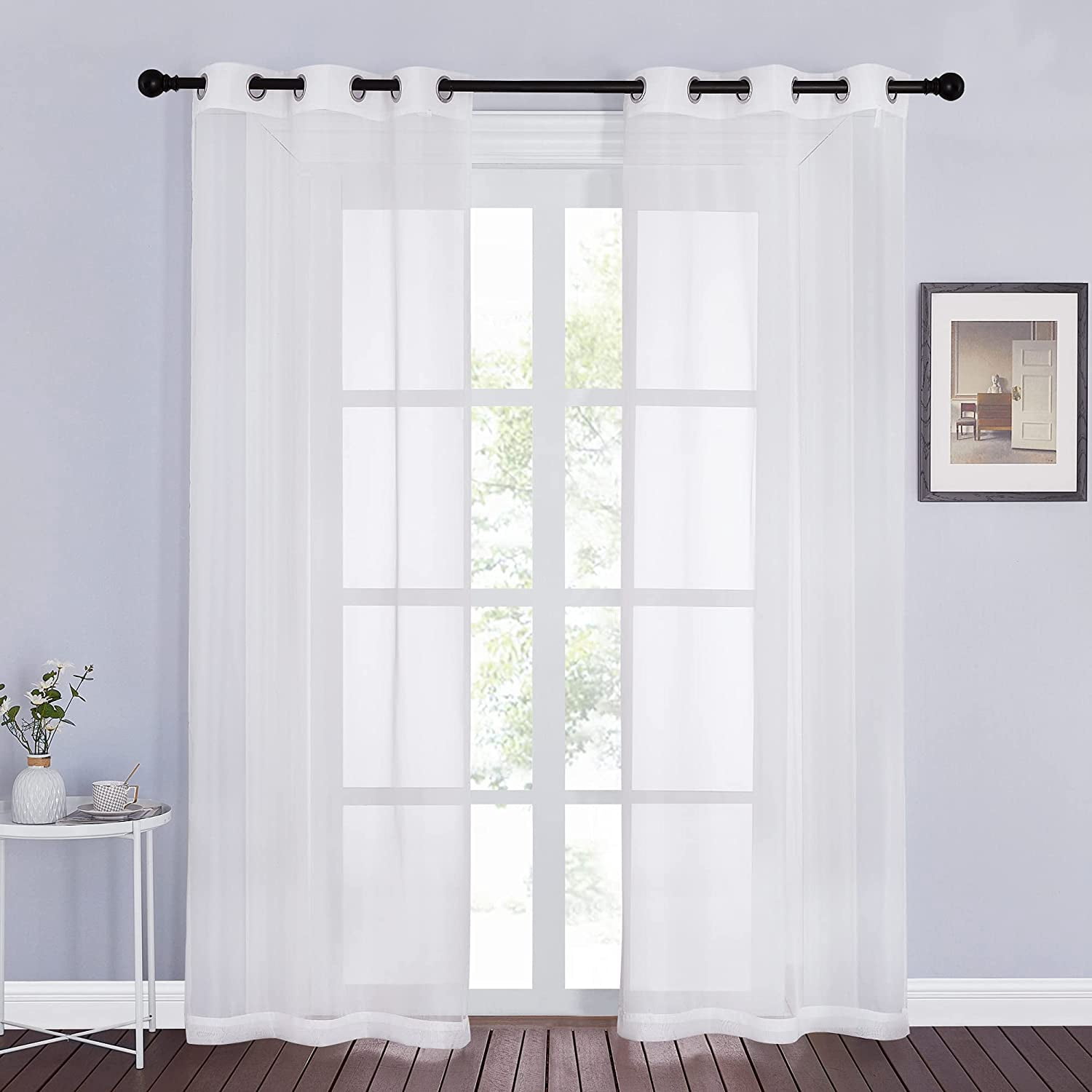 KFHDRS-Sheer Curtains for Windows 84 inch Length - Ring Top Voile ...