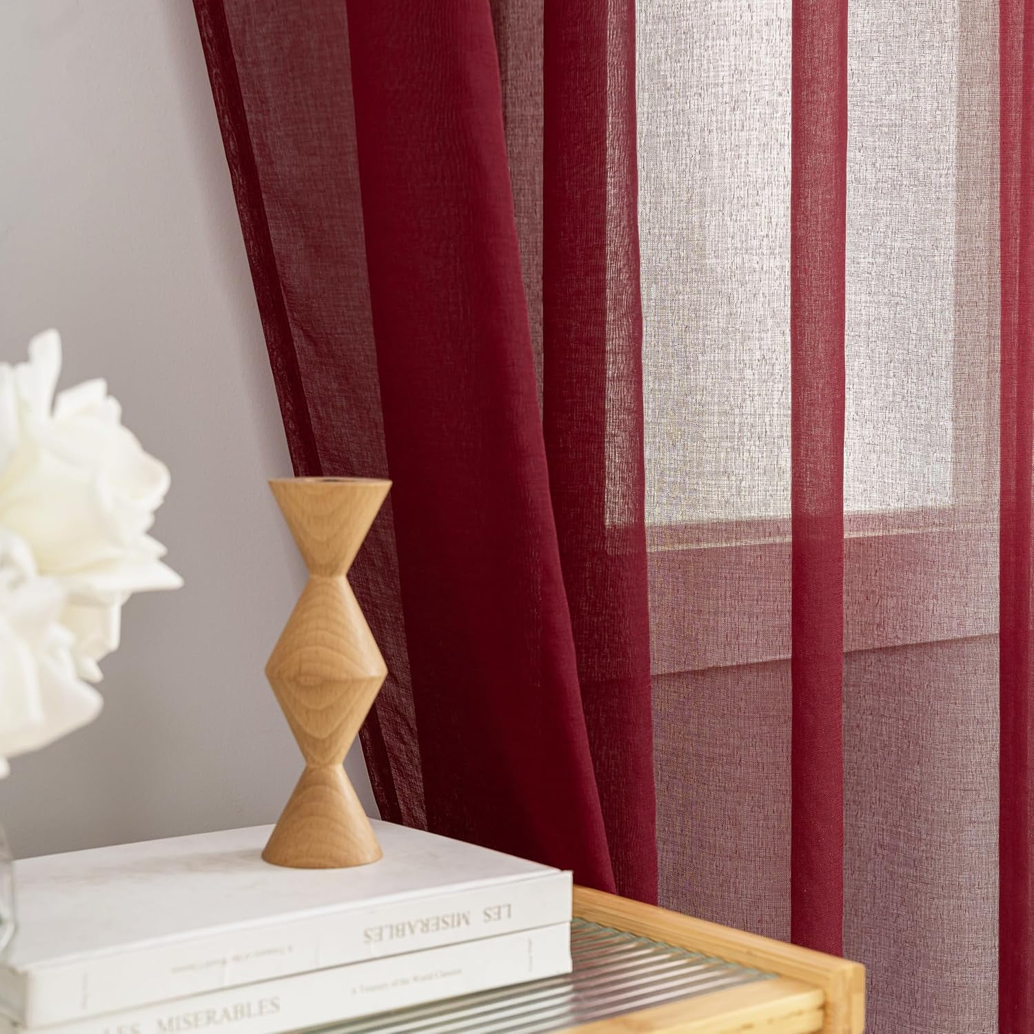 KFHDRS-Sheer Curtains for Windows, Window Treatments Semi Crinkle ...