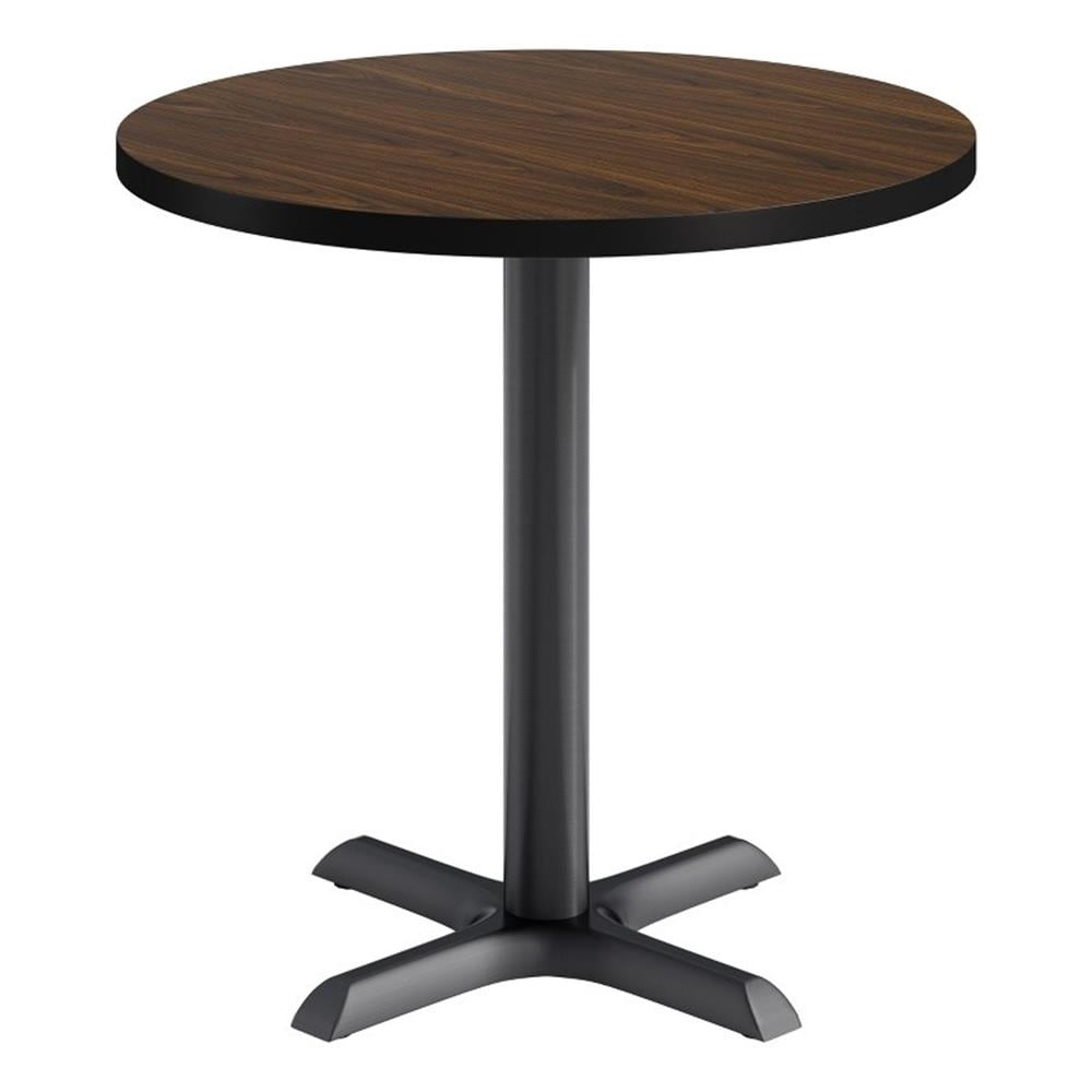 KFI Studios 30in Round Dining Table - 29in H - Walnut Top - Black Base ...