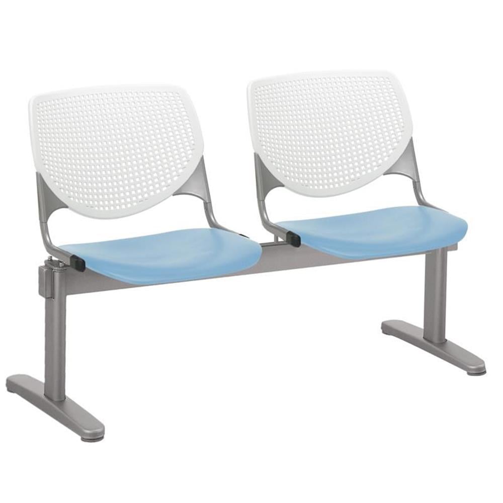 KFI Studios KOOL 2 Seat Reception Bench, White Back, Sky Blue Seat ...