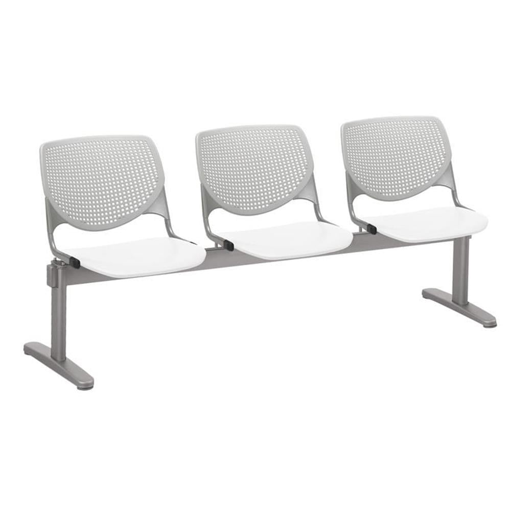 KFI Studios KOOL 3 Seat Reception Bench, White Seat, Light Gray Back ...