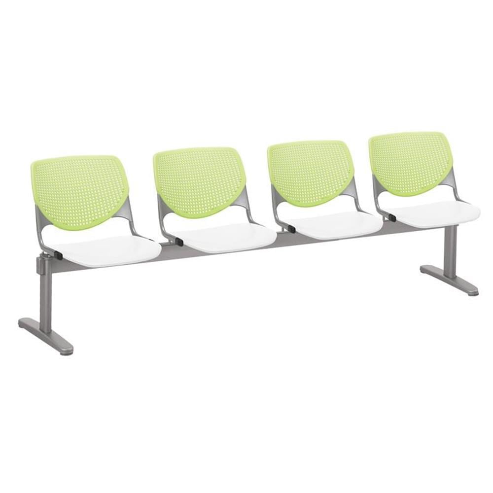KFI Studios KOOL 4 Seat Reception Bench, White Seat, Lime Green Back ...
