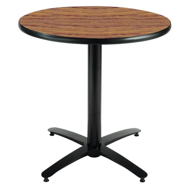 KFI Studios Mode 2.5' x Round' Dining Table, Medium Oak, Arched X Base ...