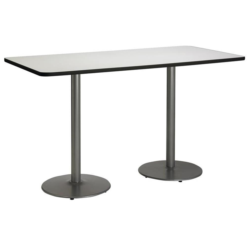 KFI Studios Mode 3' x 6' Bistro Table, Crisp Linen, Silver Base ...